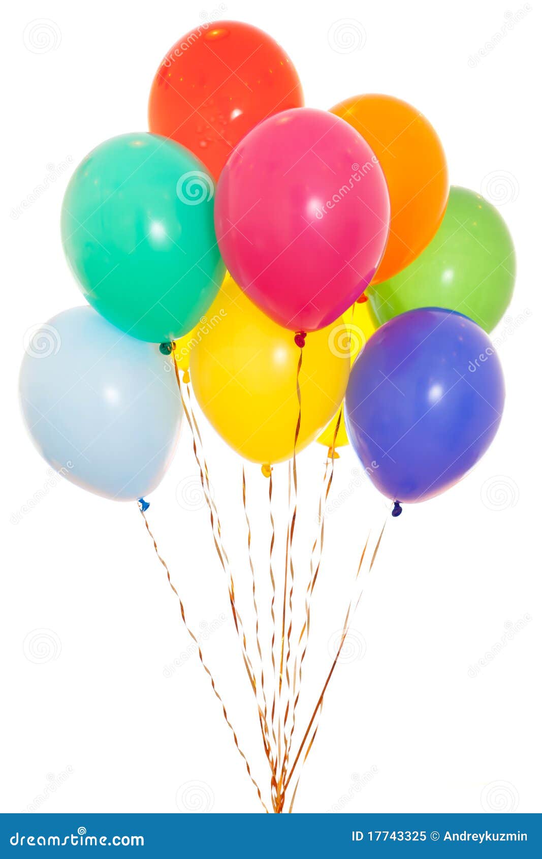 Colourful Balloons Bunch Isolated on White Stock Image - Image of green ...