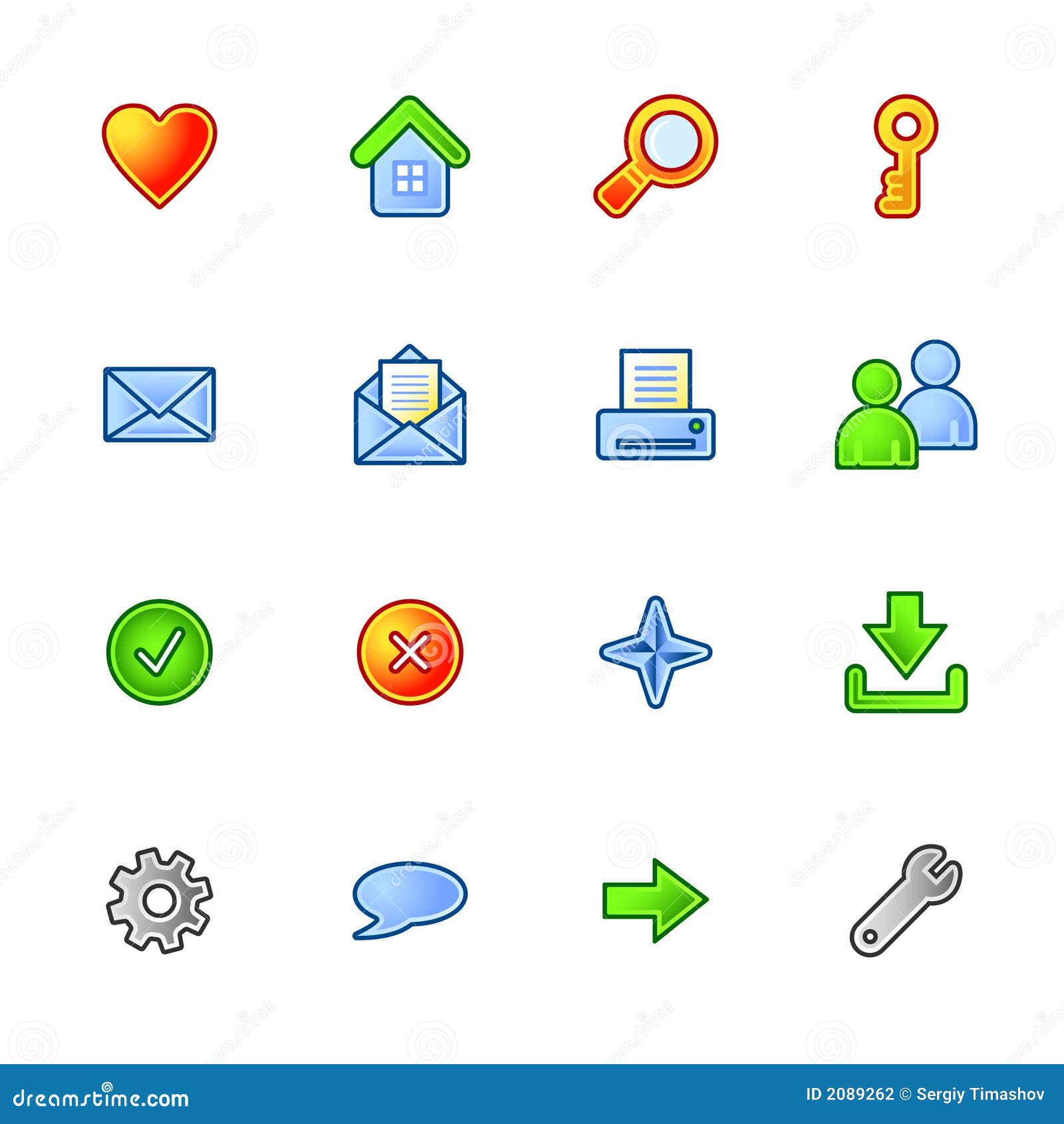 Colourful basic web icons stock vector. Illustration of download - 2089262
