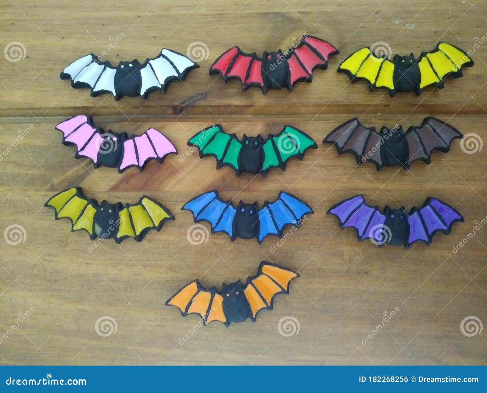 Colourful bat decorations stock photo. Image of painting - 182268256