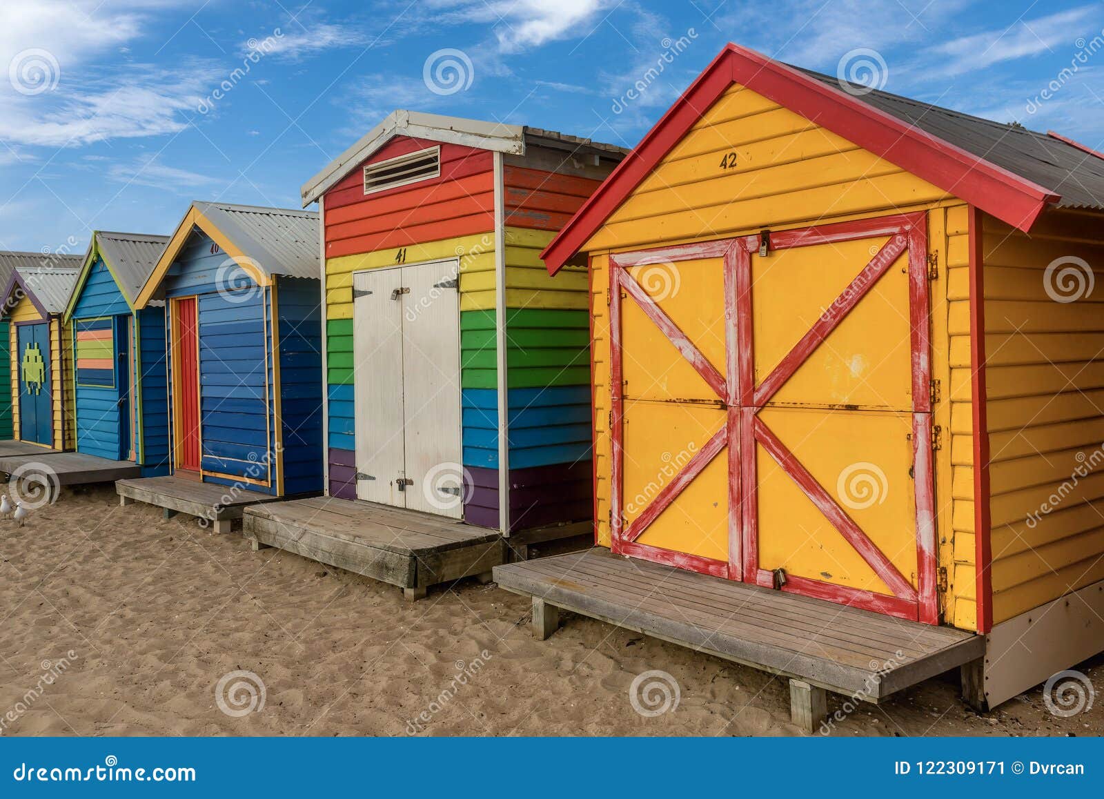 Colourful Bathing Boxes at Brighton Beach in Melbourne, Australia Stock ...