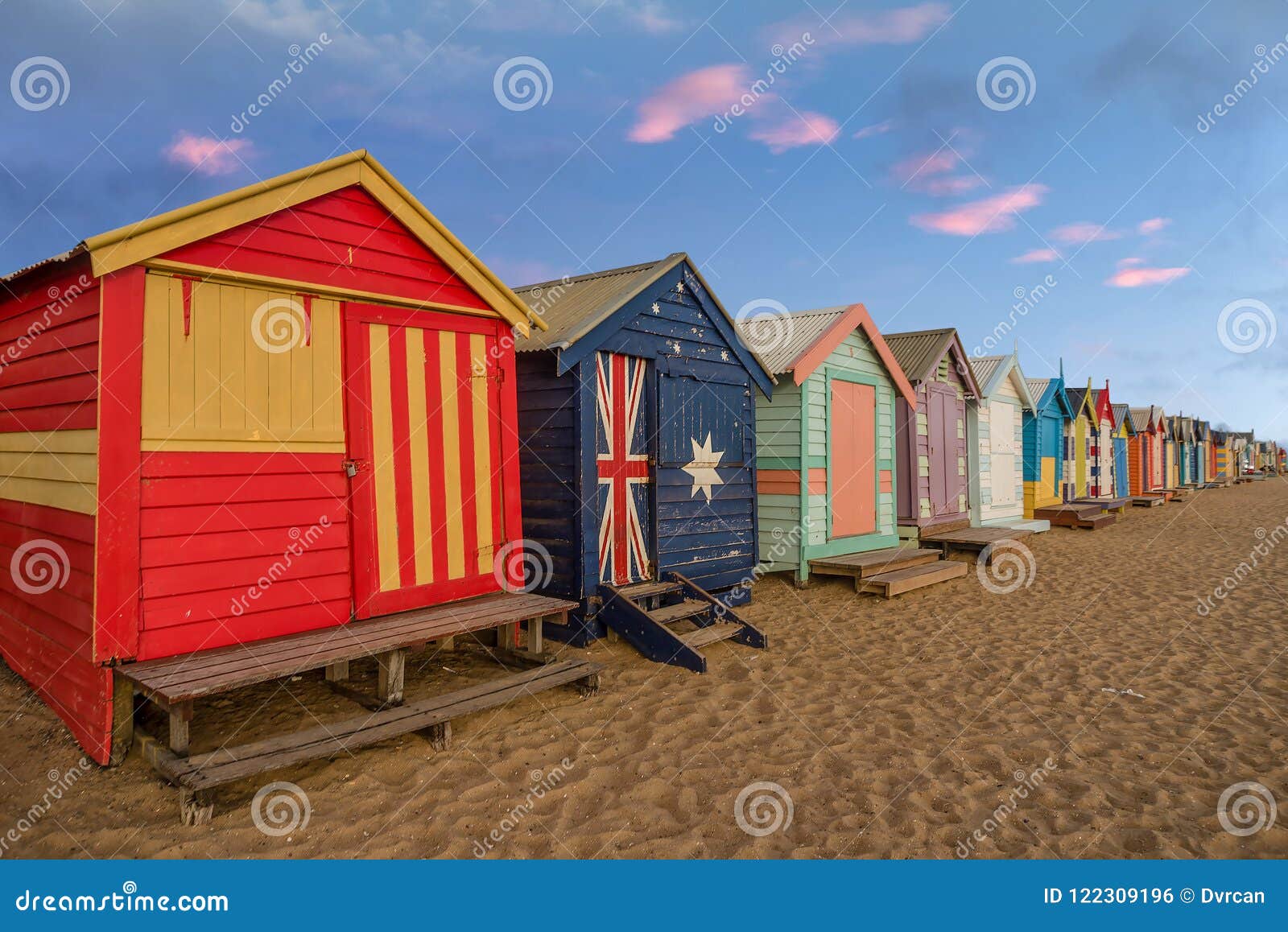 Colourful Bathing Boxes at Brighton Beach in Melbourne, Australia Stock ...