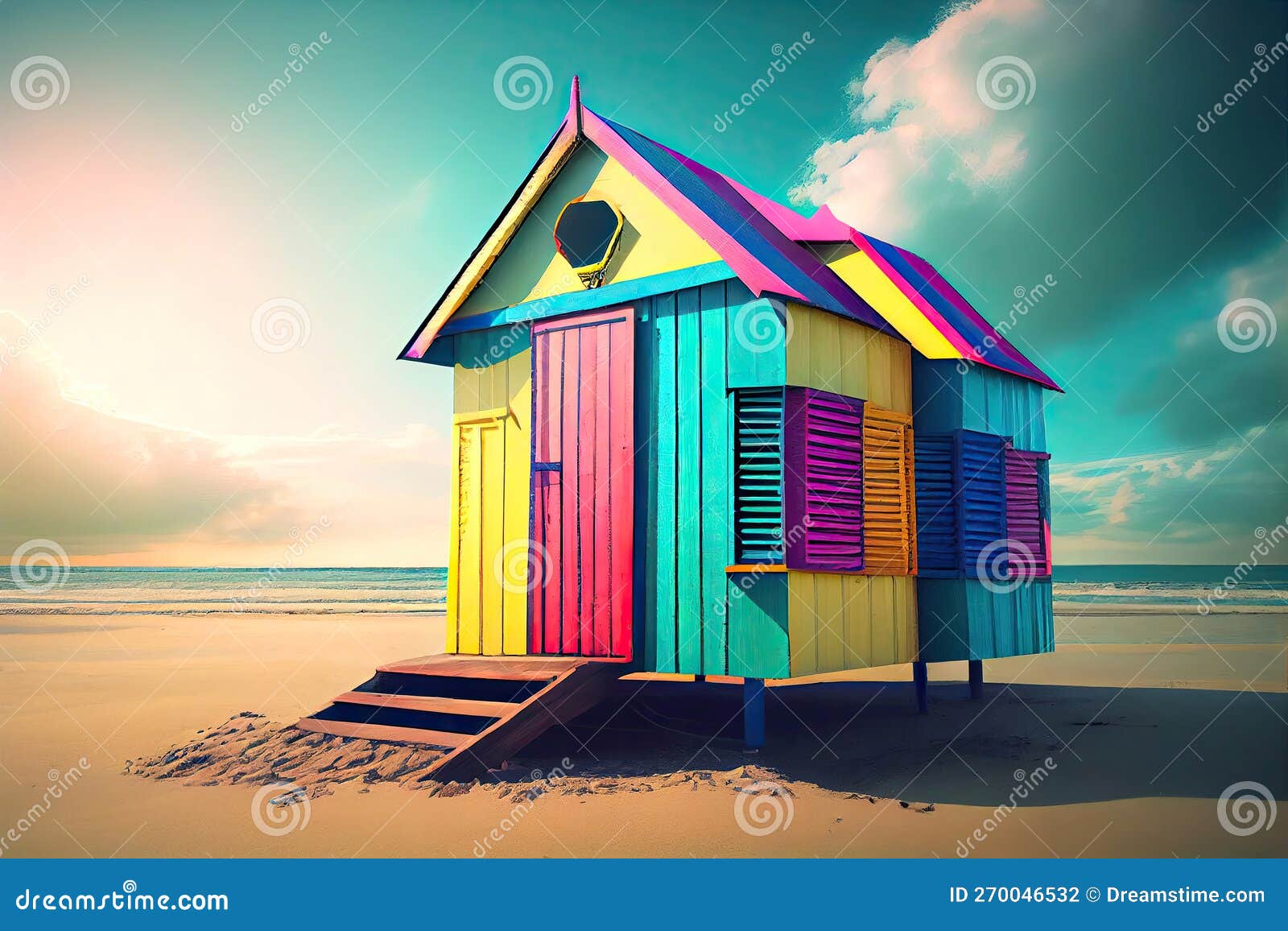Row Of Colourful Beach Huts Stock Photography | CartoonDealer.com ...
