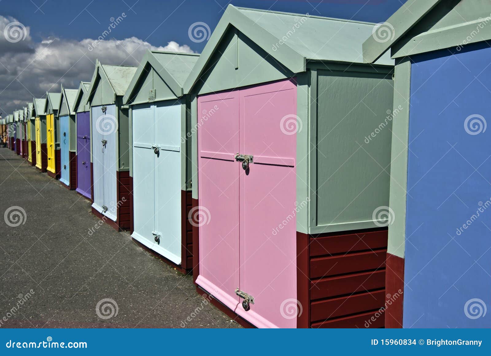 Colorful beach huts stock photo. Image of seaside, holidays - 15960834