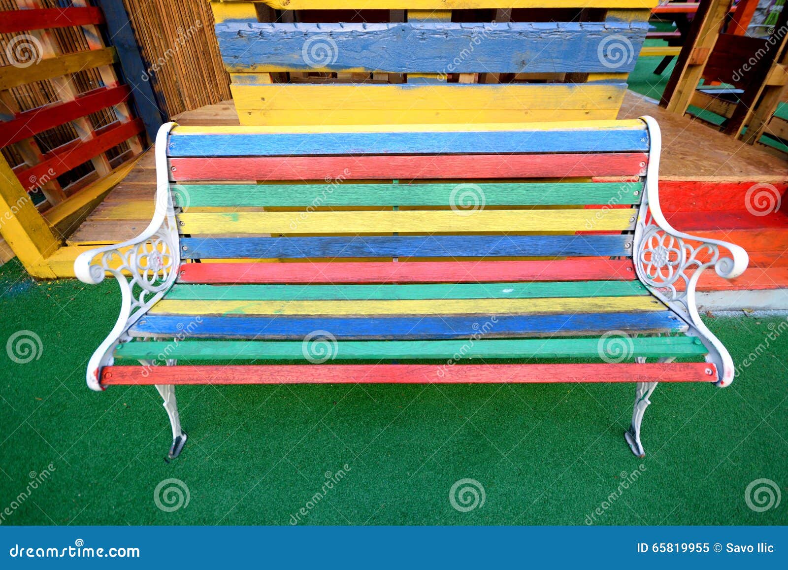 Colourful bench stock image. Image of wooden, empty, colors - 65819955