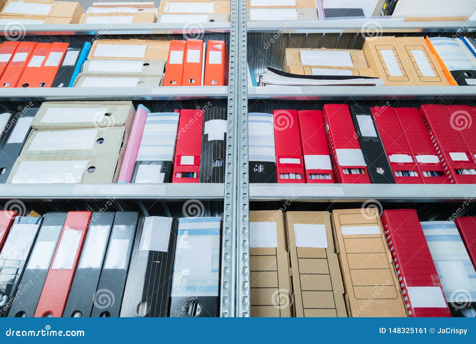 Colourful Blank Blind Folders with Files in the Shelf. Archival, Stacks ... Colourful Blank Blind Folders with Files in the Shelf. Archival, Stacks ...