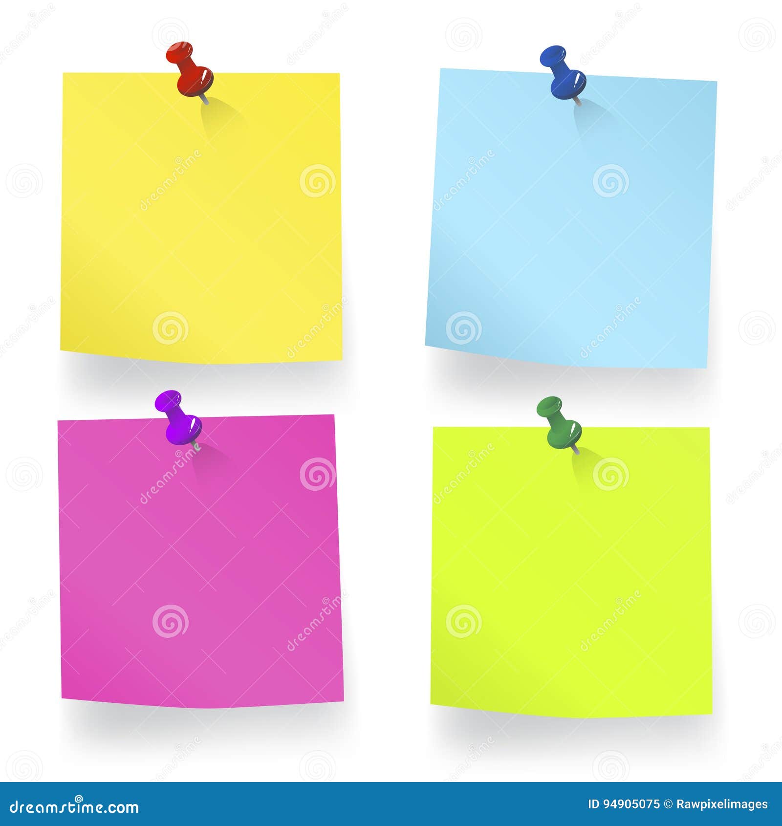Colourful Blank Sticky Note Concept Stock Illustration - Illustration ...