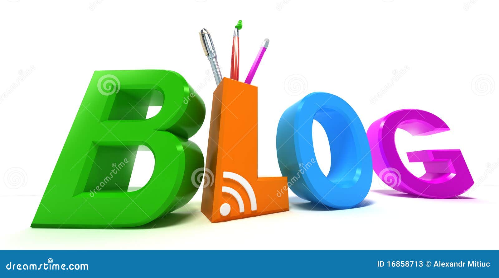 Colourful blog. 3D concept stock illustration. Illustration of design ...