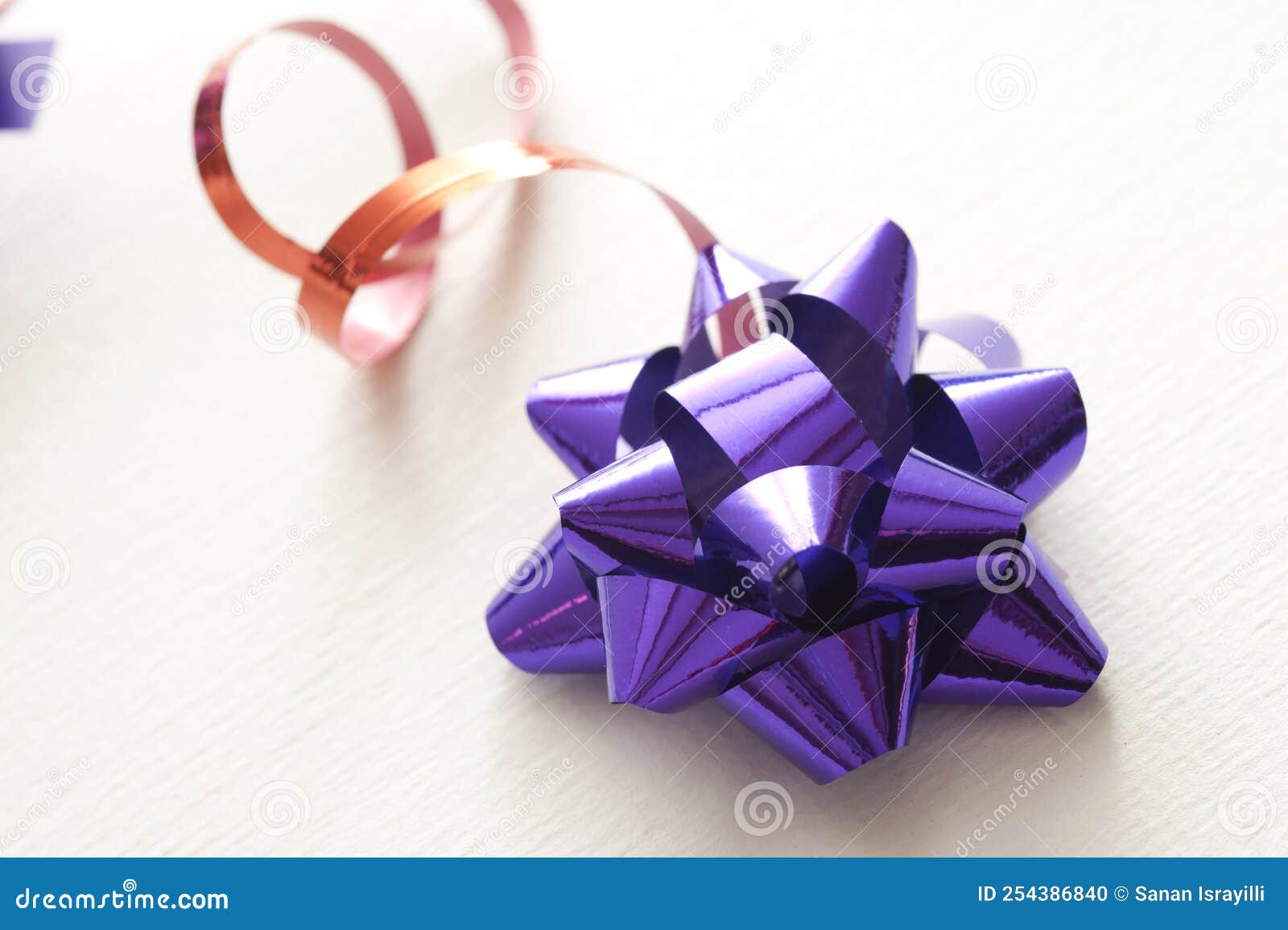 Colourful Blue Foil Ribbon Bow for Gift Packaging Stock Photo - Image ...