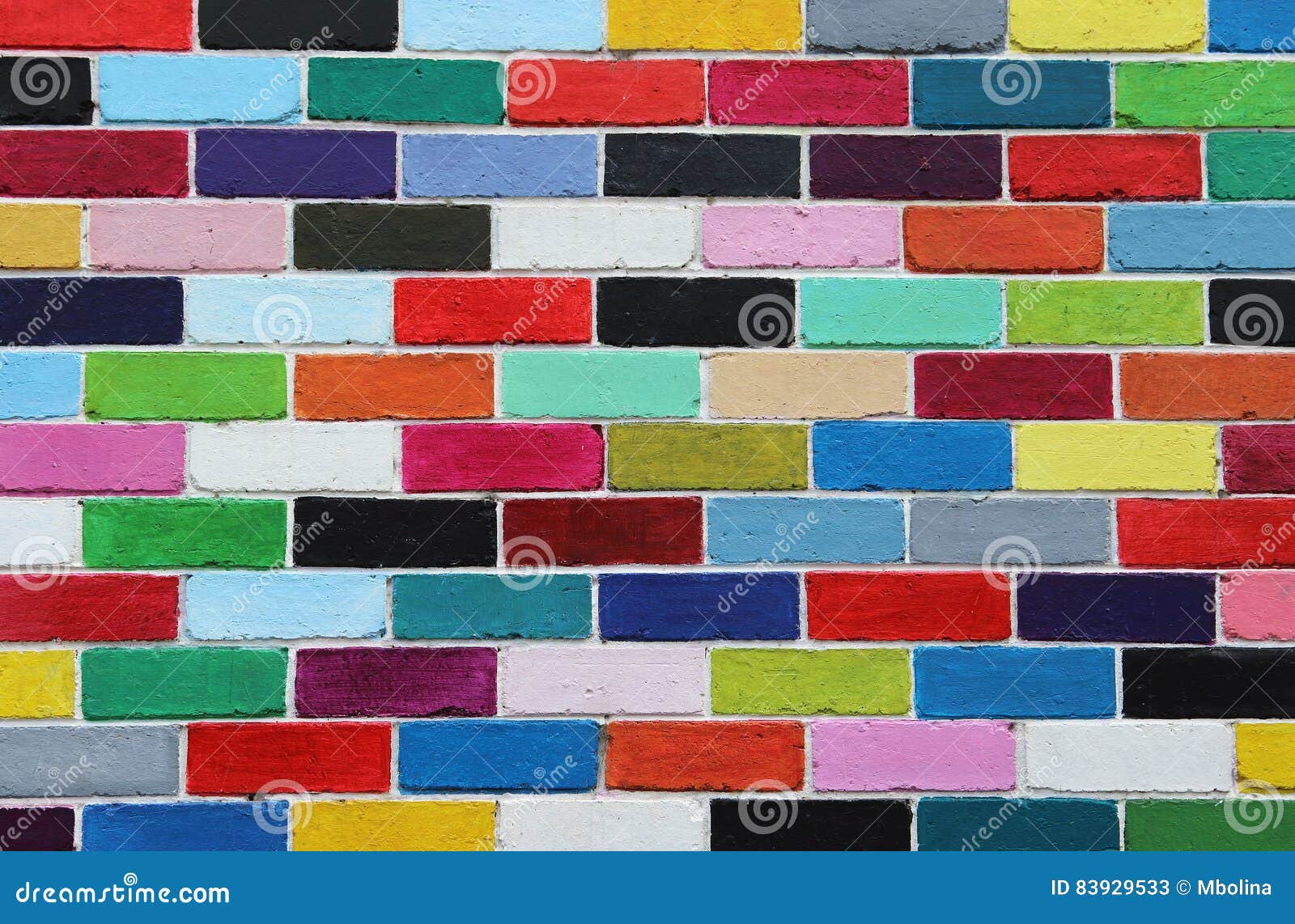 Colourful Brick Wall Background Stock Image - Image of building ...