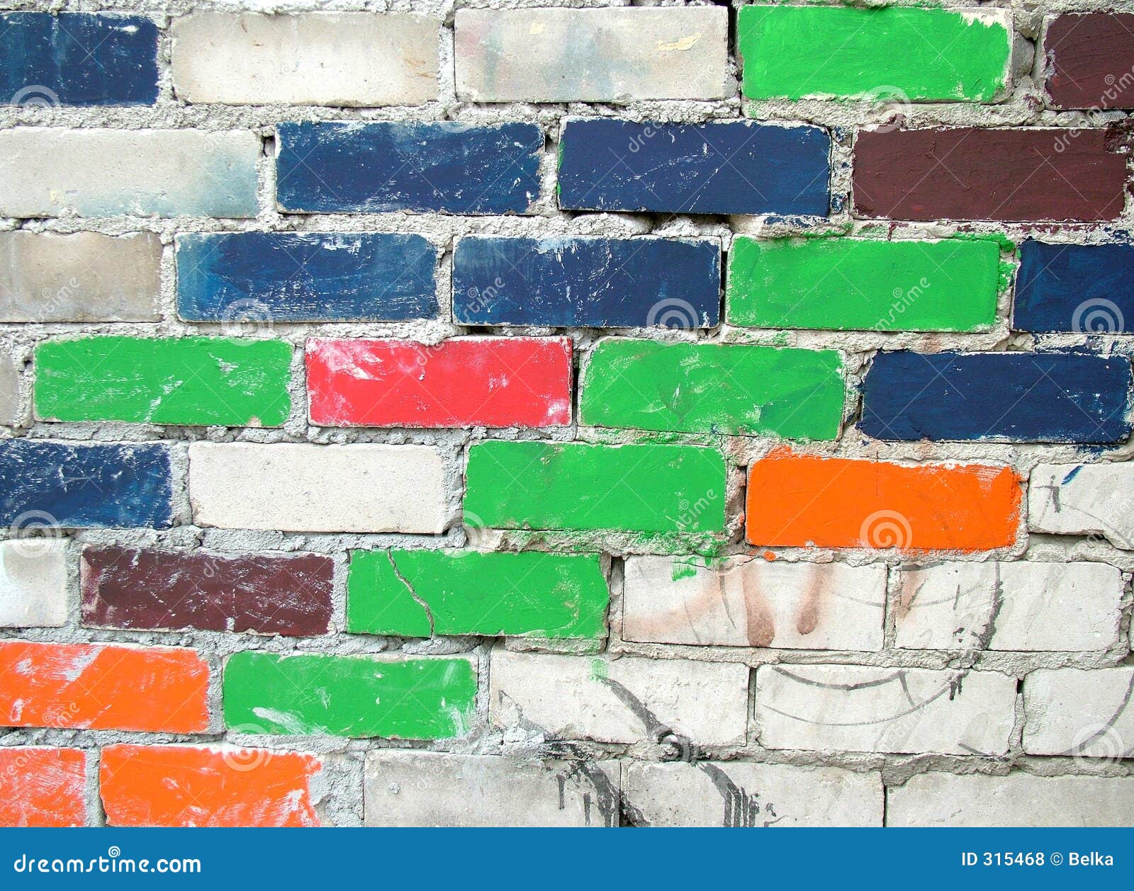 Colourful bricks wall stock photo. Image of orangge, concrete - 315468
