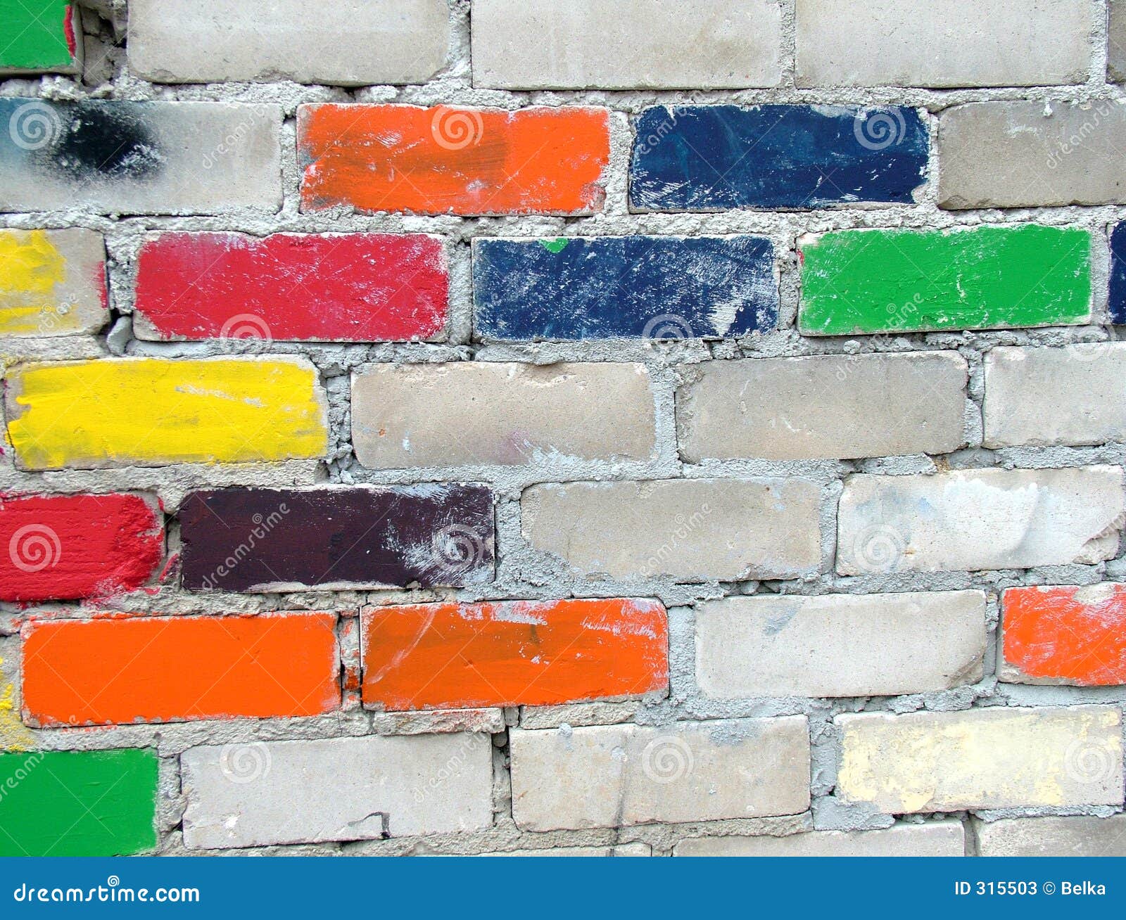 Colourful bricks wall stock image. Image of painted, white - 315503