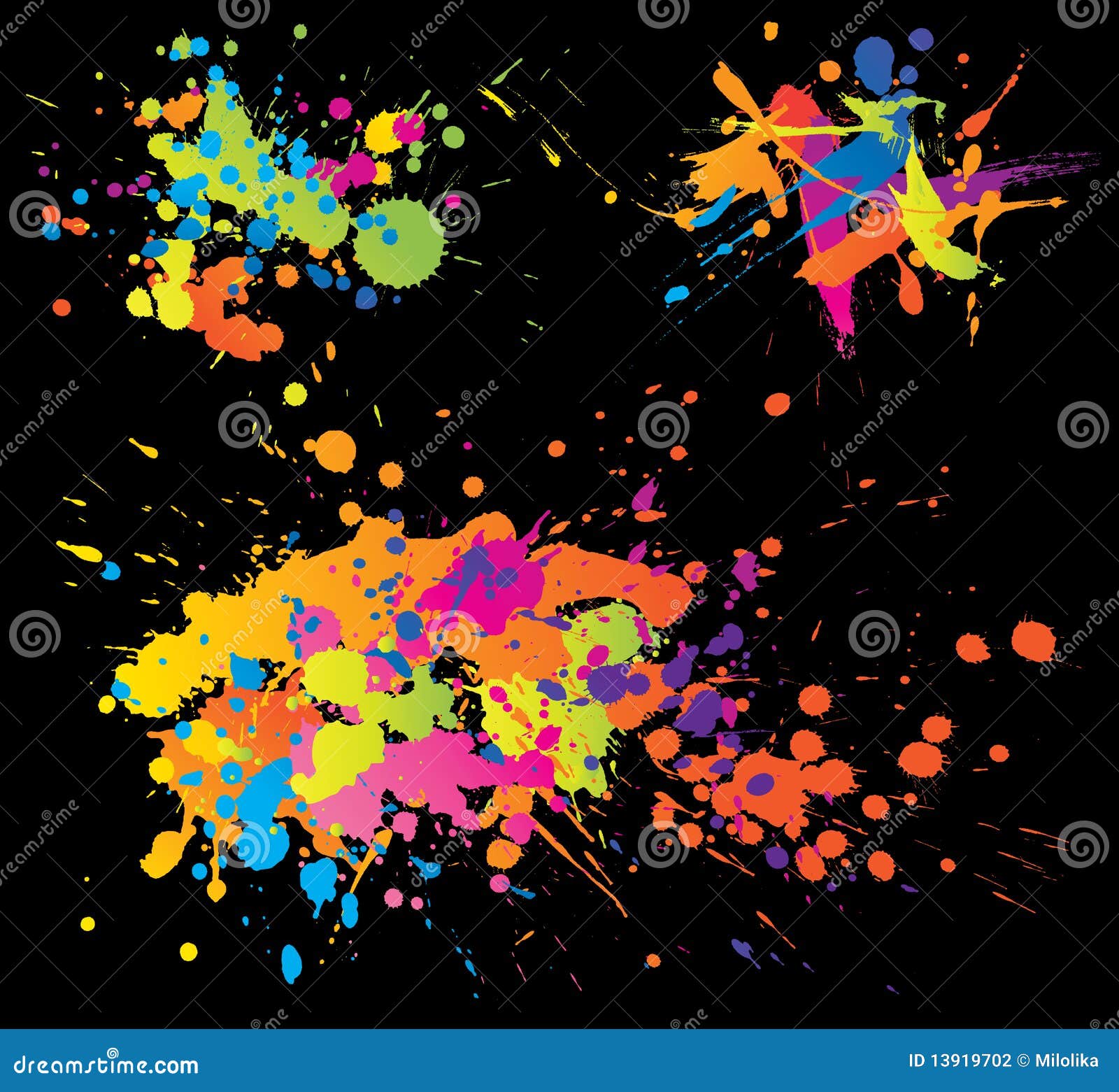 Colourful Bright Ink Splashes Stock Vector - Illustration of halftone ...