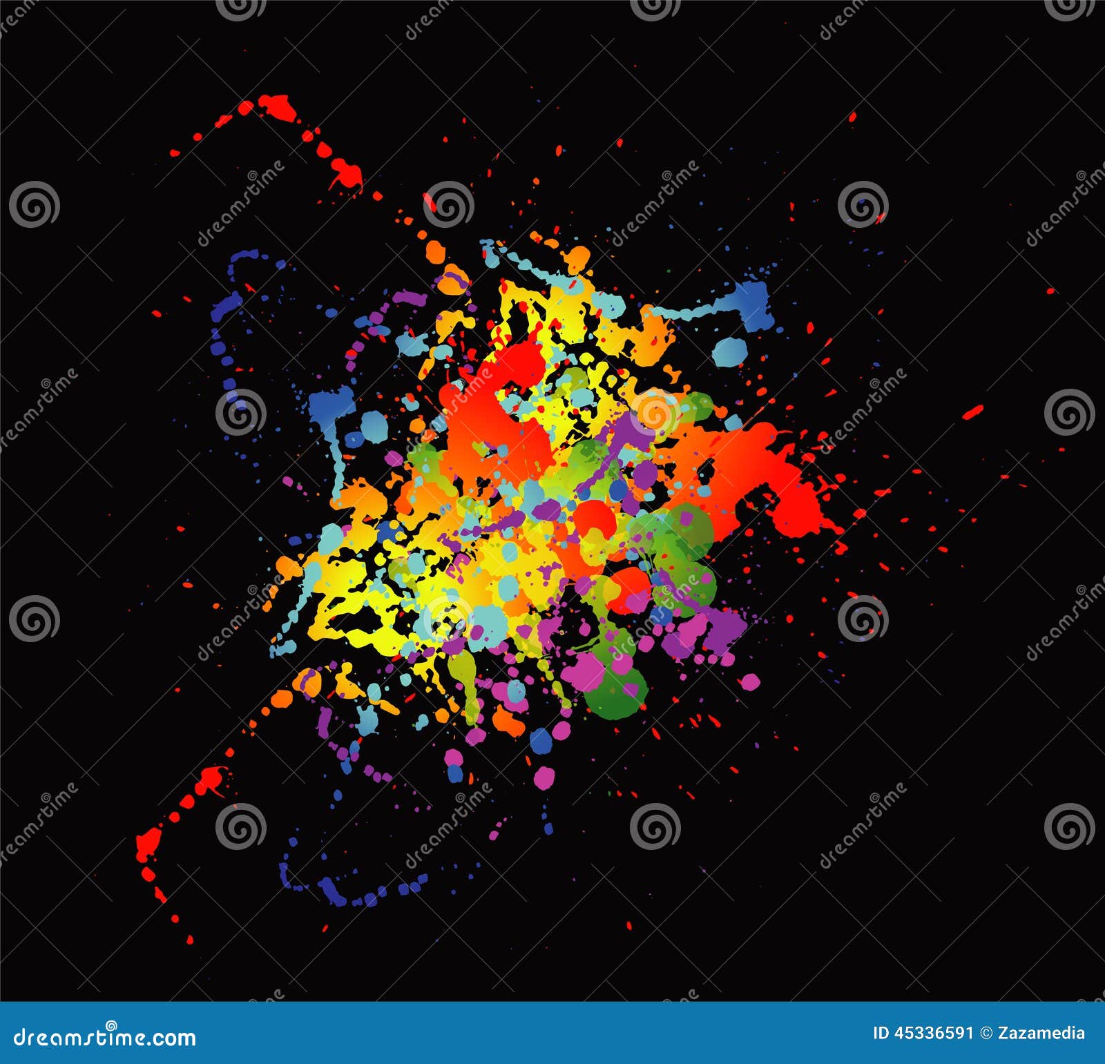 Colourful Bright Ink Splat Design with a Black Background Stock ...