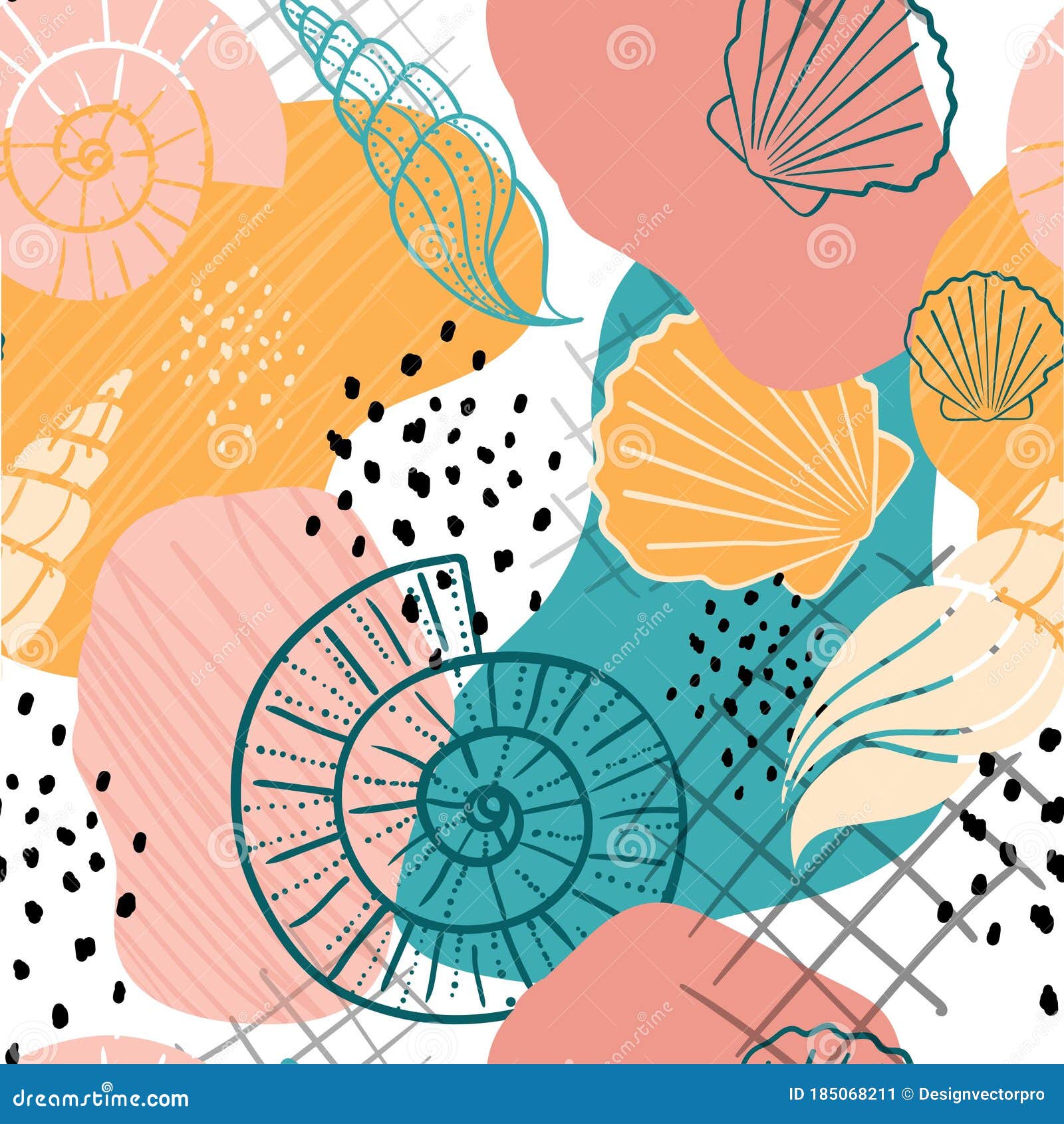 Colourful Bright Seashells Pattern Design Stock Vector - Illustration ...