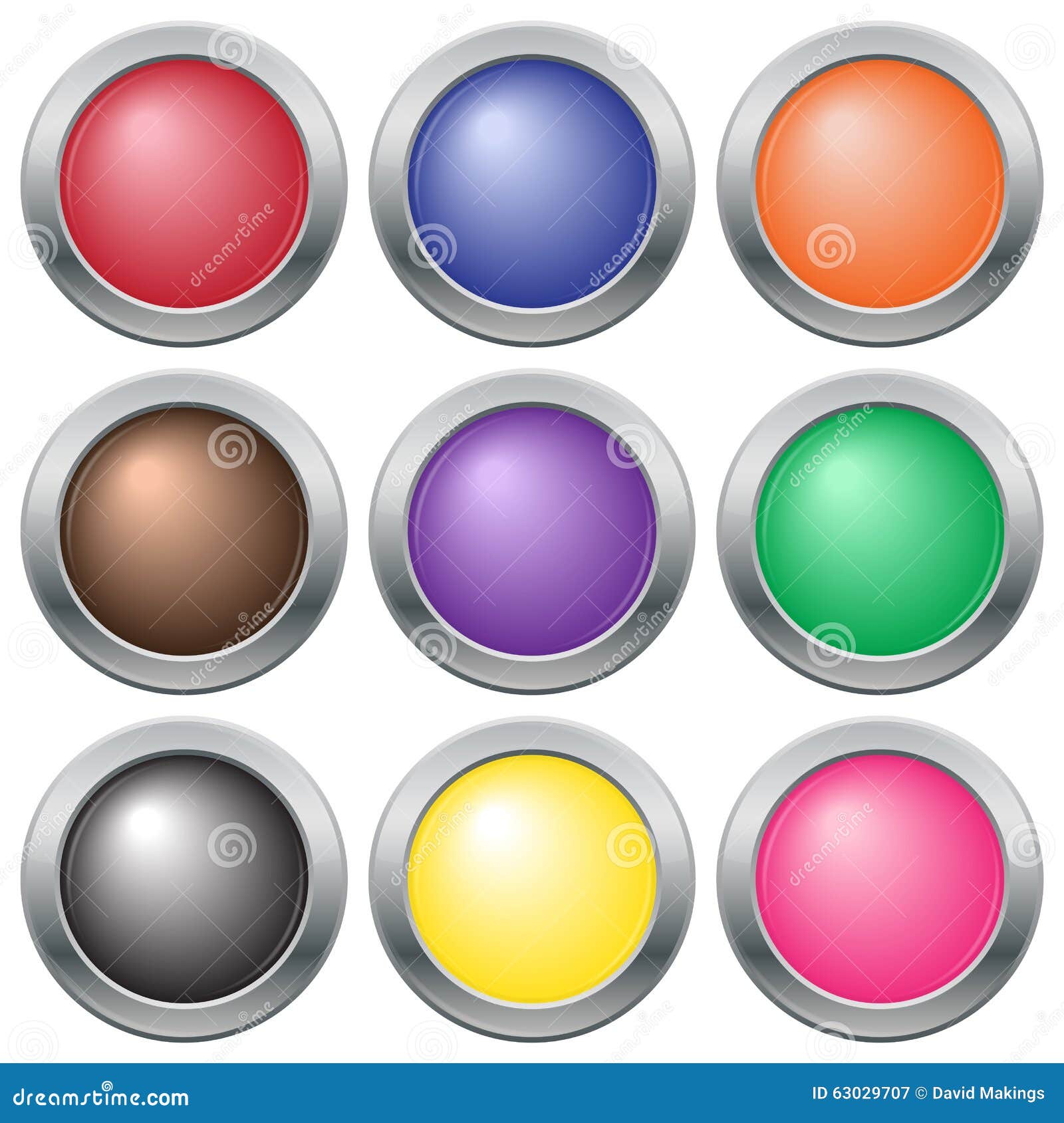 Colourful Button Icon Set stock vector. Illustration of white - 63029707