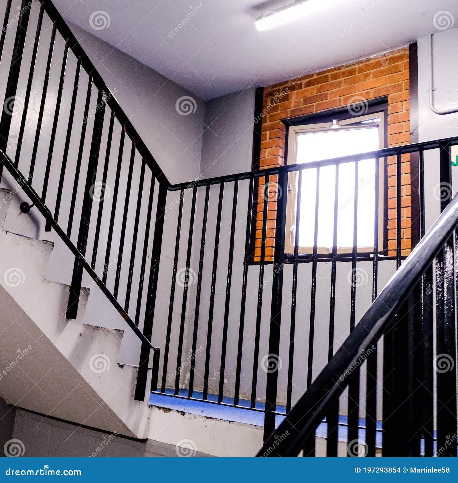 Colourful Car Park Stair Case with Blue Steps Stock Photo - Image of ...
