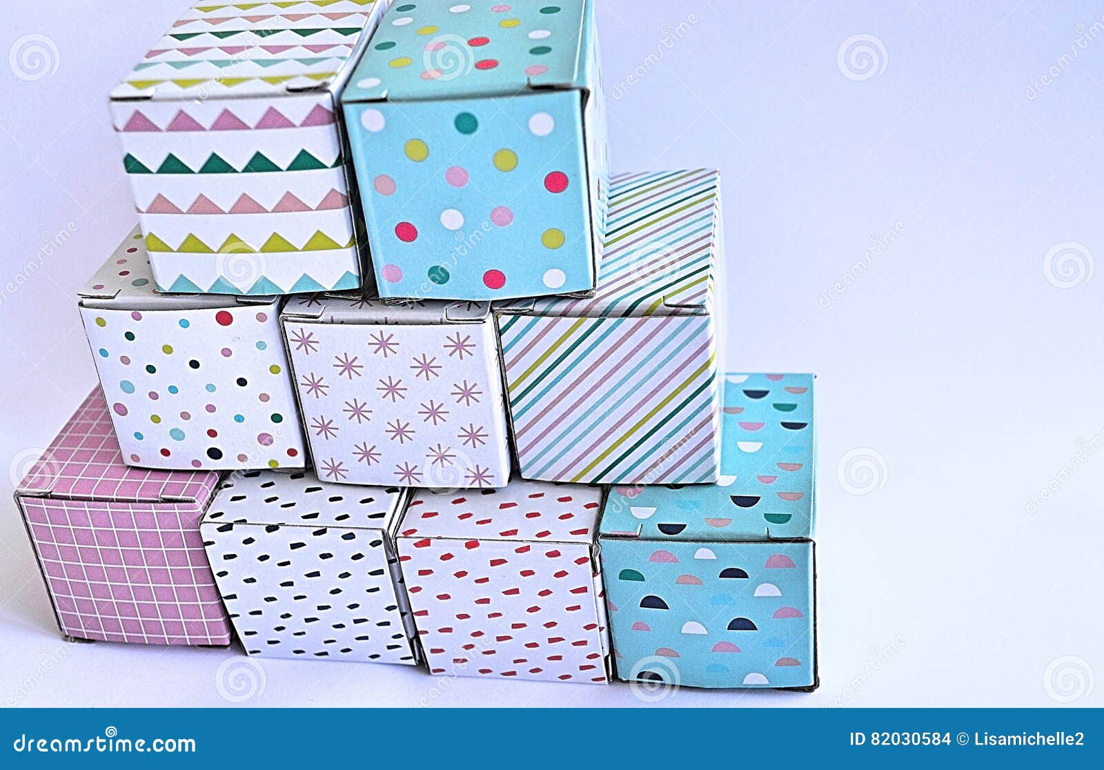 Colourful Cardboard Boxes on White Background Stock Photo - Image of ...