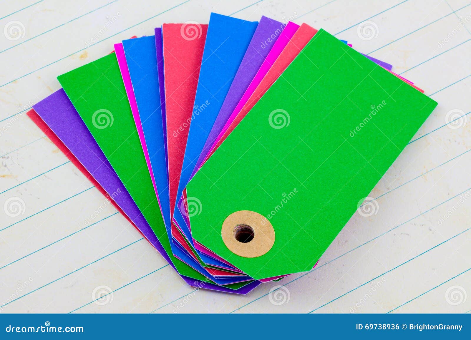 Colourful cardboard tags stock photo. Image of eyelet - 69738936