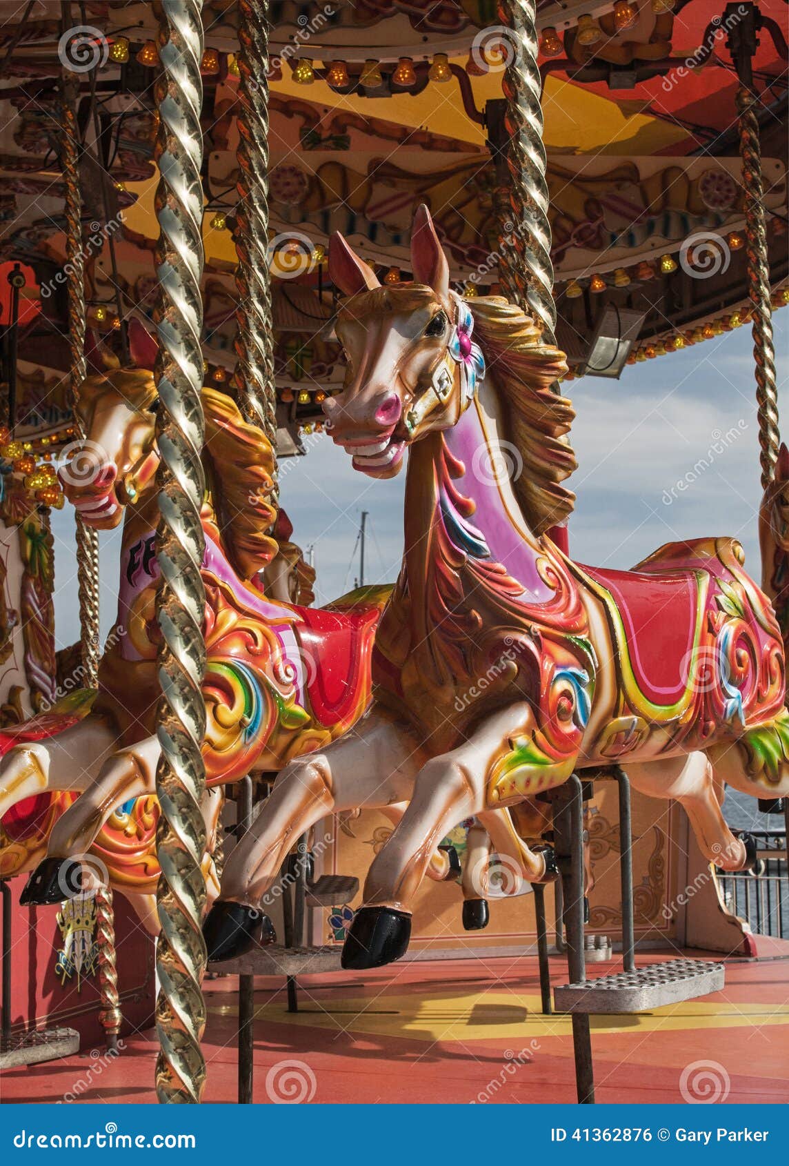 Colourful Carousel Horses stock photo. Image of happy - 41362876