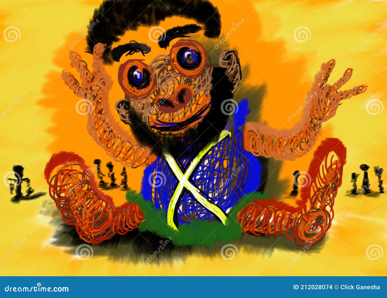 Cartoon Character with Busy Background Stock Illustration ...