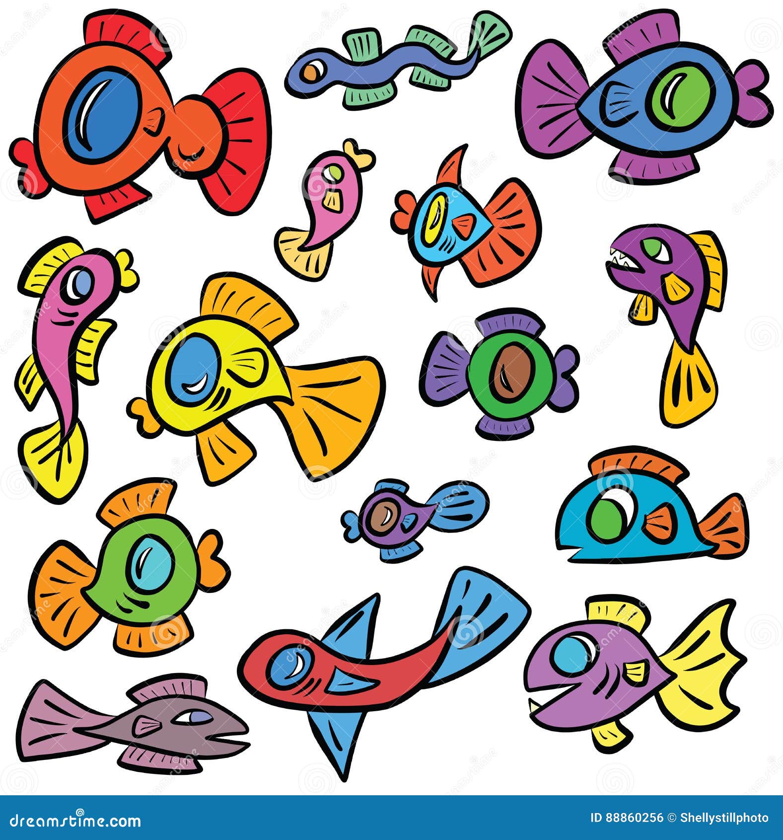 Colourful Cartoon Fish Vector Illustration Stock Vector - Illustration ...