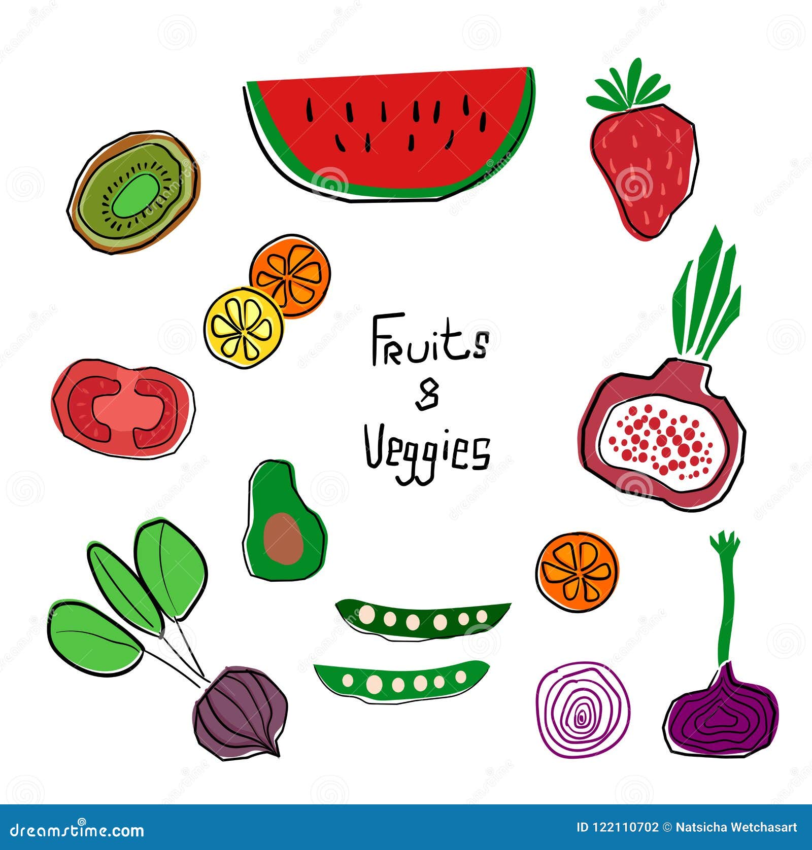 Colourful Cartoon Fruits and Veggies Set Vector Hand Drawn Stock Vector ... Colourful Cartoon Fruits and Veggies Set Vector Hand Drawn Stock Vector ...