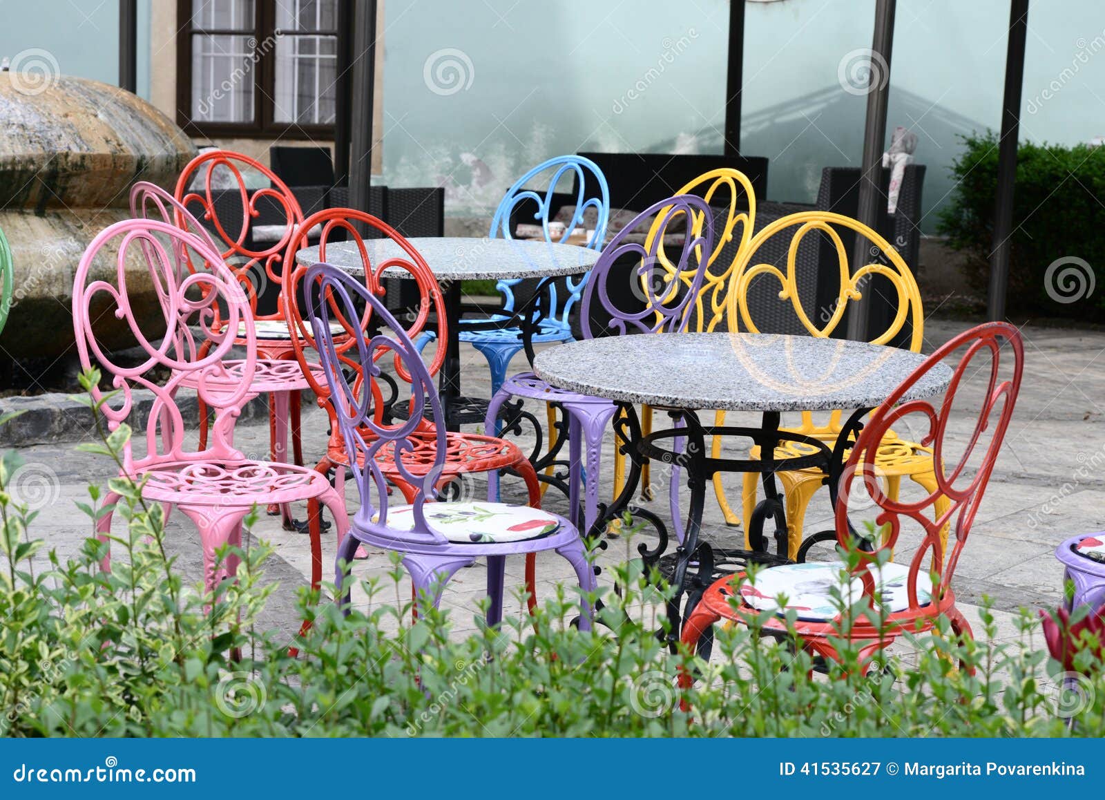 Colourful chairs stock image. Image of cafe, outdoor - 41535627