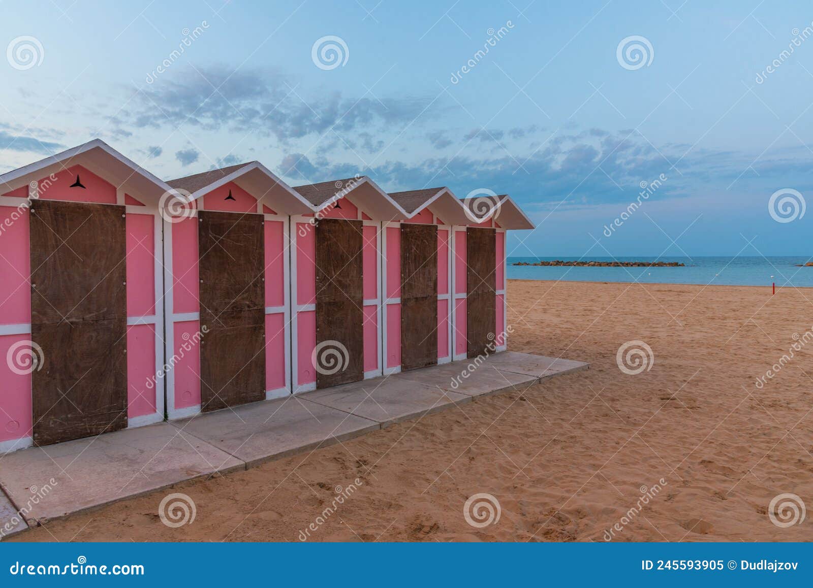 Colourful Changing Rooms on a Beach in Pesaro, Italy Stock Image ...
