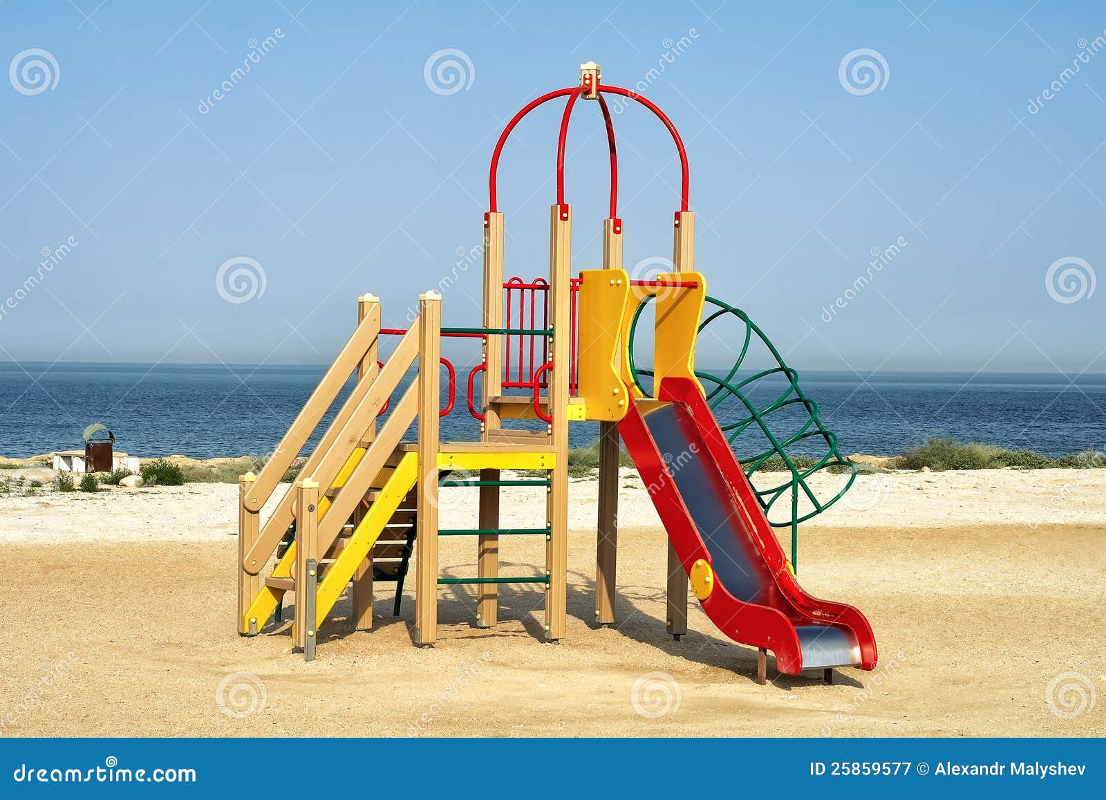 Colourful Childs Slide Playground Stock Image - Image of wooden, sand ...
