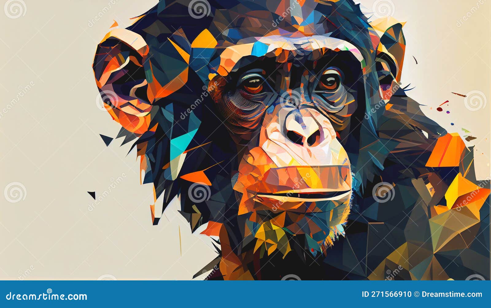 Colourful Chimp Monkey Art Wallpaper Stock Illustration - Illustration ...