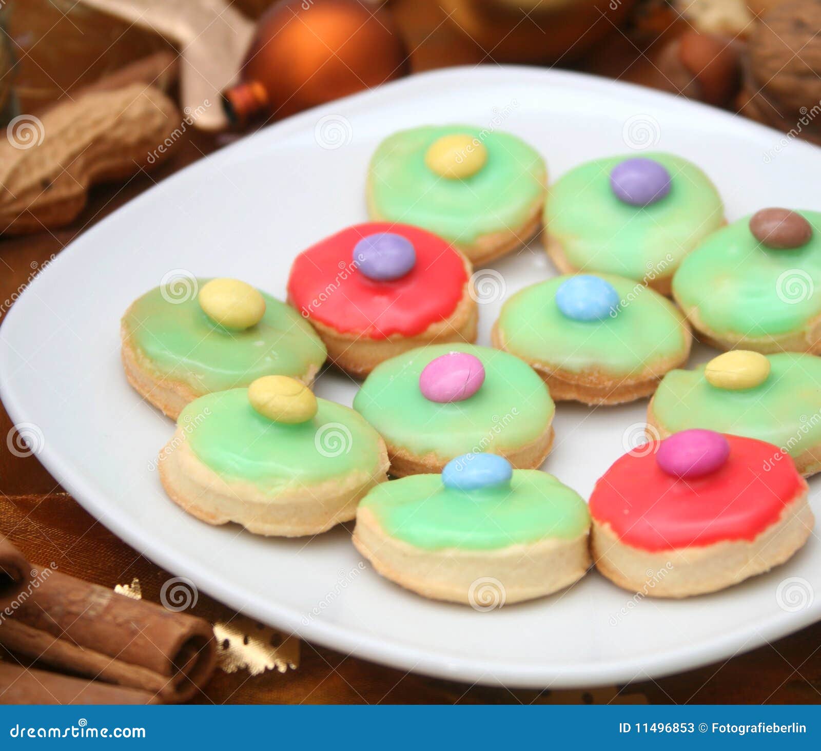 Colourful Christmas Cookies Stock Image - Image of buttercream ...