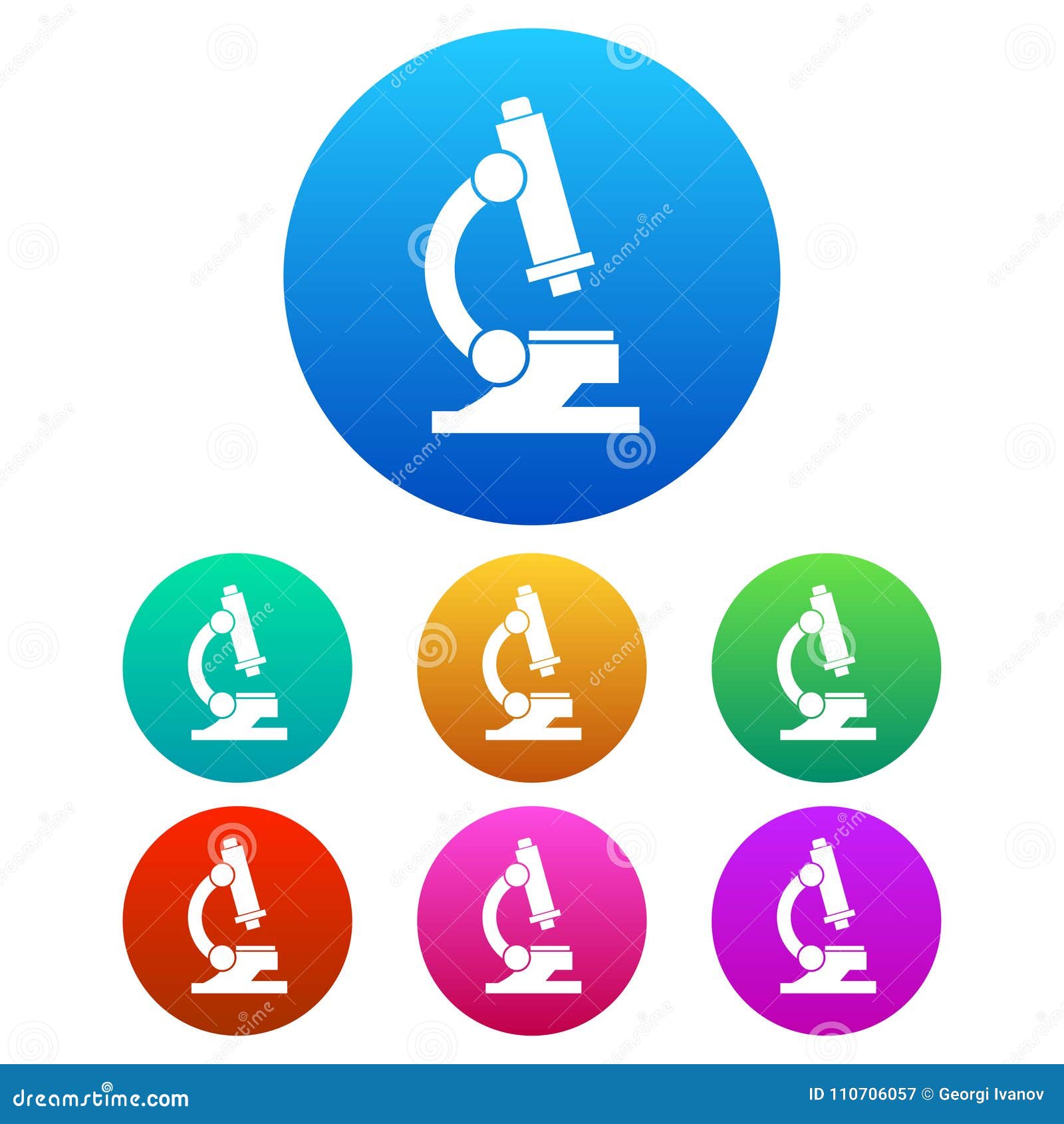 Colourful, Circular, Gradient Microscope White Silhouette Icon Stock Vector - Illustration of ...
