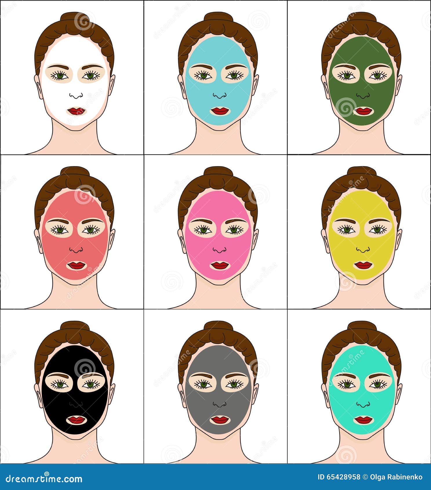 Colourful Clay Masks and Body Stock Vector - Illustration of cartoon ...