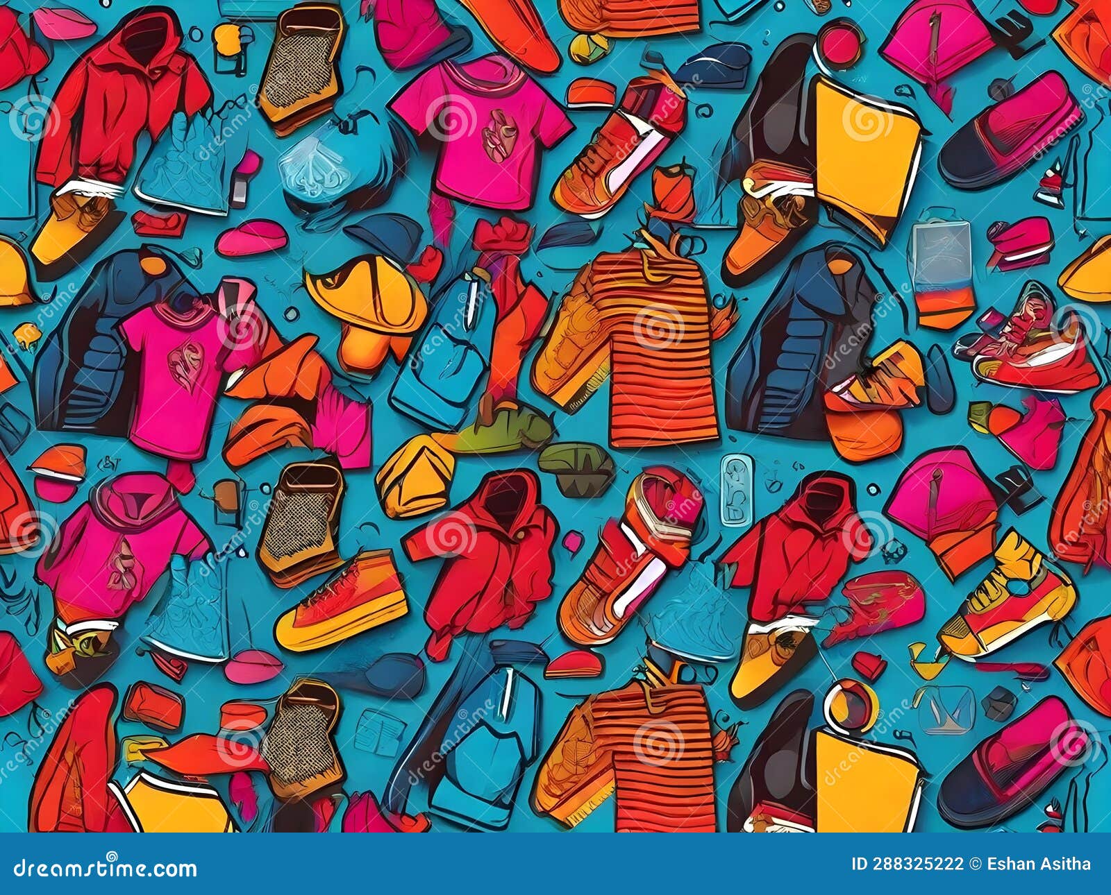 Colourful Clothing Texture Style Digital Illustration Art. Stock ...