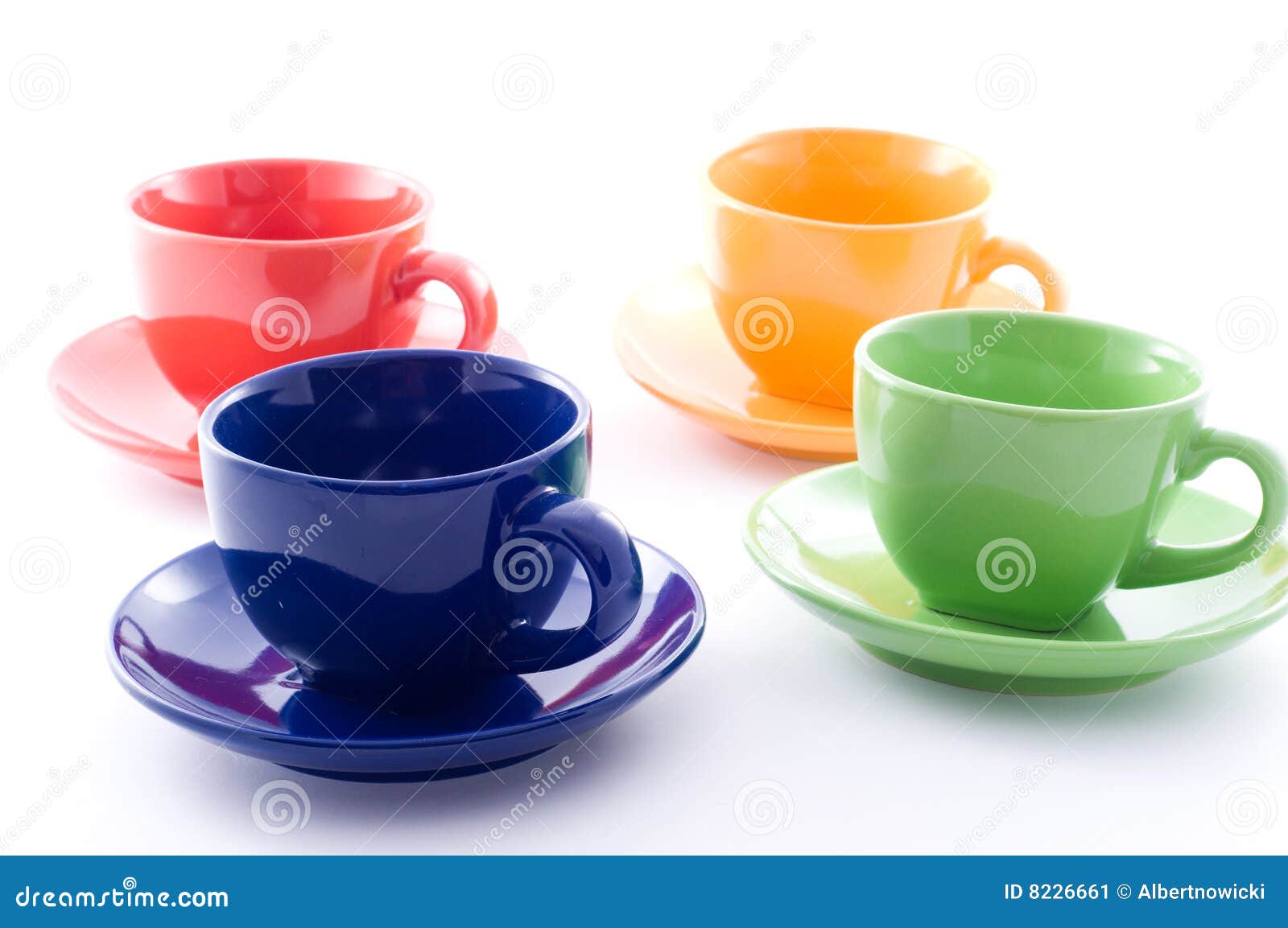 Colourful Coffee Cups Isolated on White Stock Image - Image of full ...