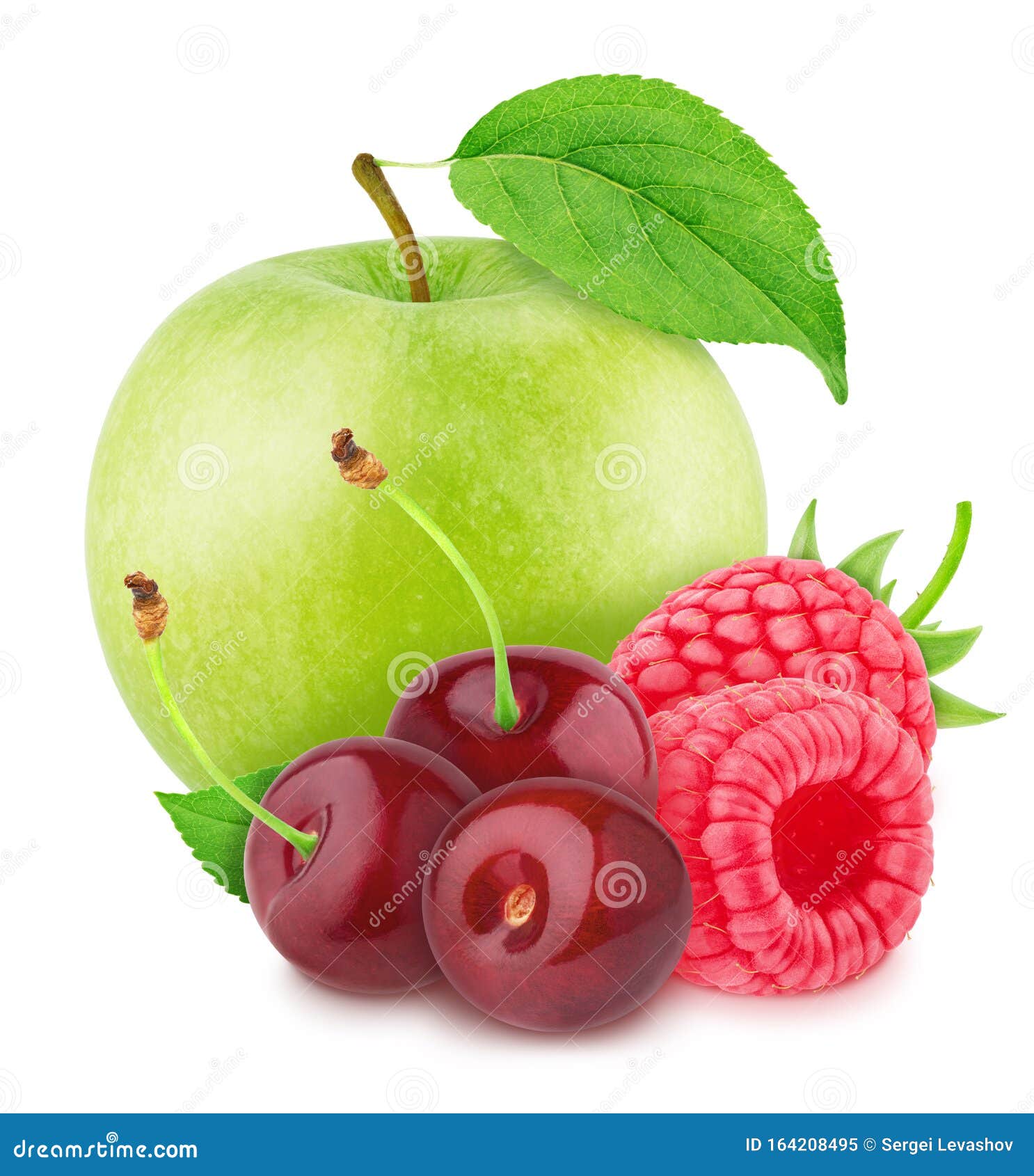 Colourful Composition with Apple and Garden Berries - Raspberry and ...