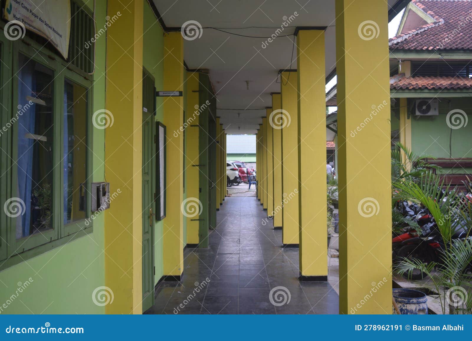 Colourful Corridor in a Public Park. Stock Image - Image of door ...