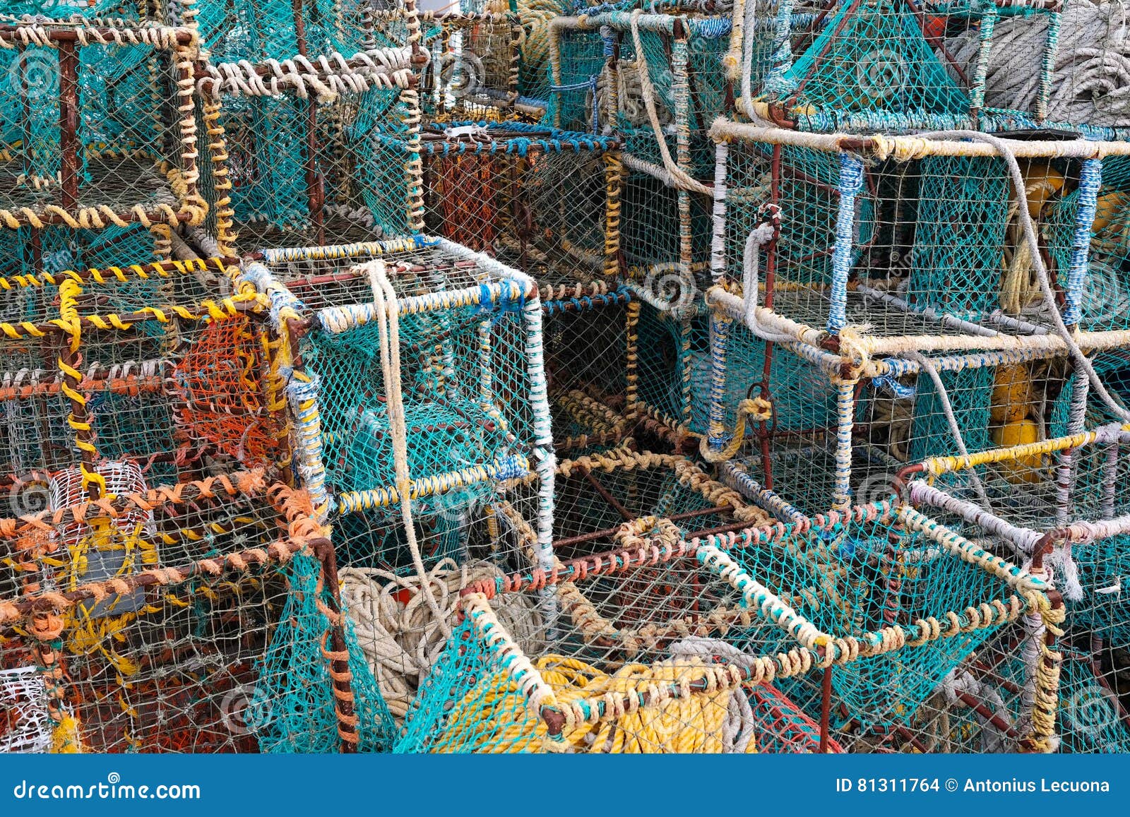 Colourful Crab and Lobster Cages Stock Photo - Image of dock, colourful ...