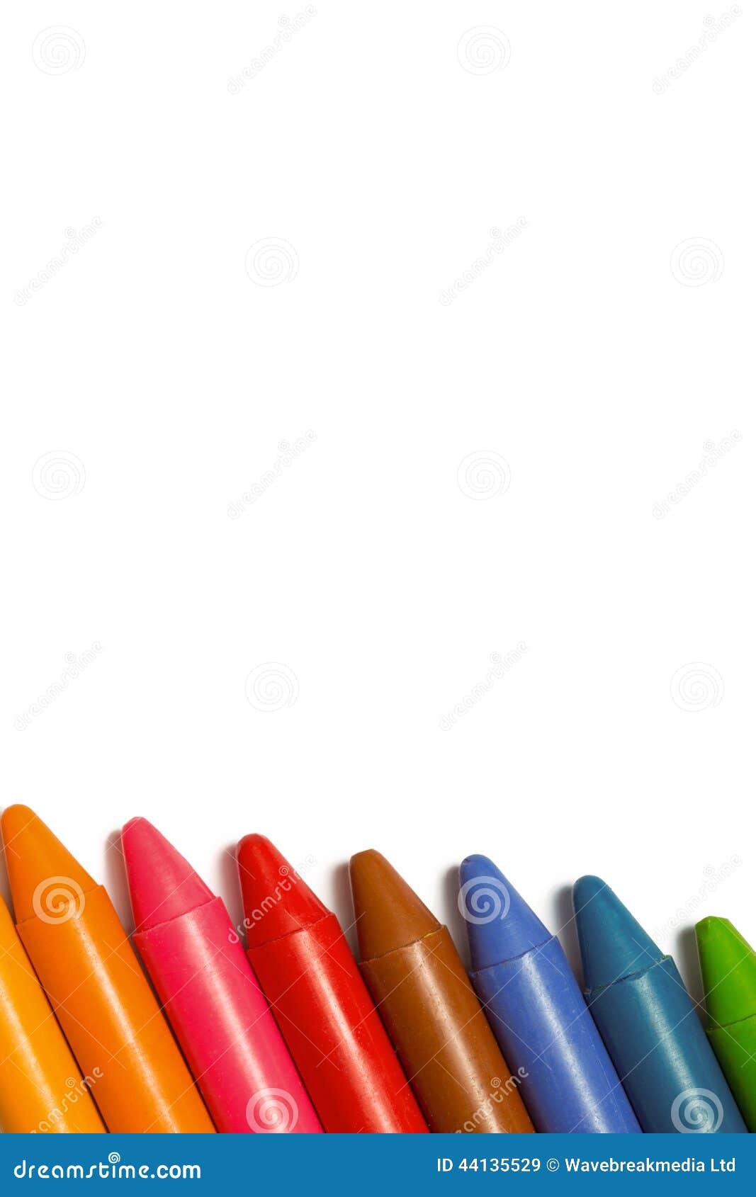 Colourful crayons in a row stock image. Image of copy - 44135529