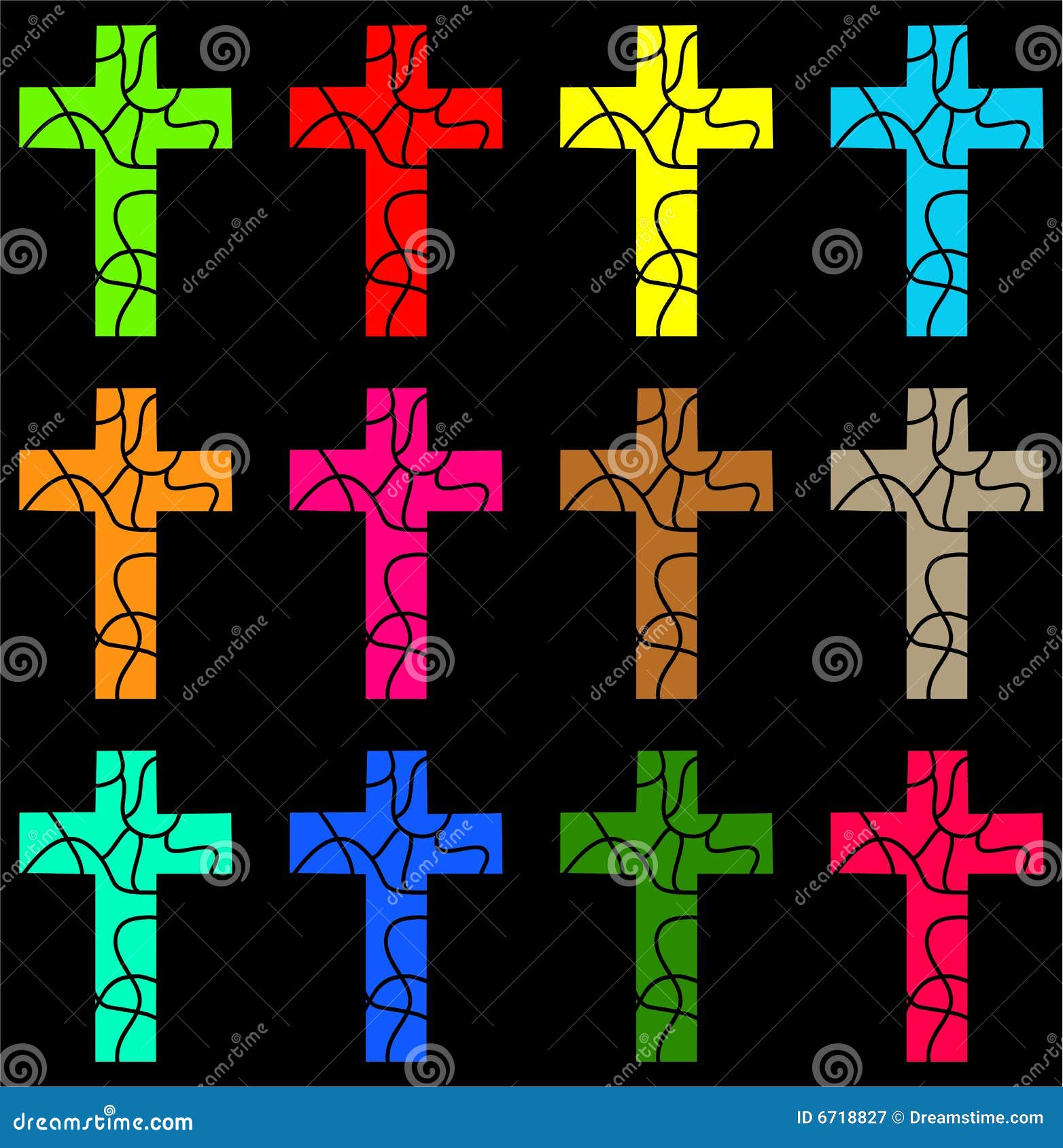 Colourful cross stock illustration. Illustration of shapes - 6718827