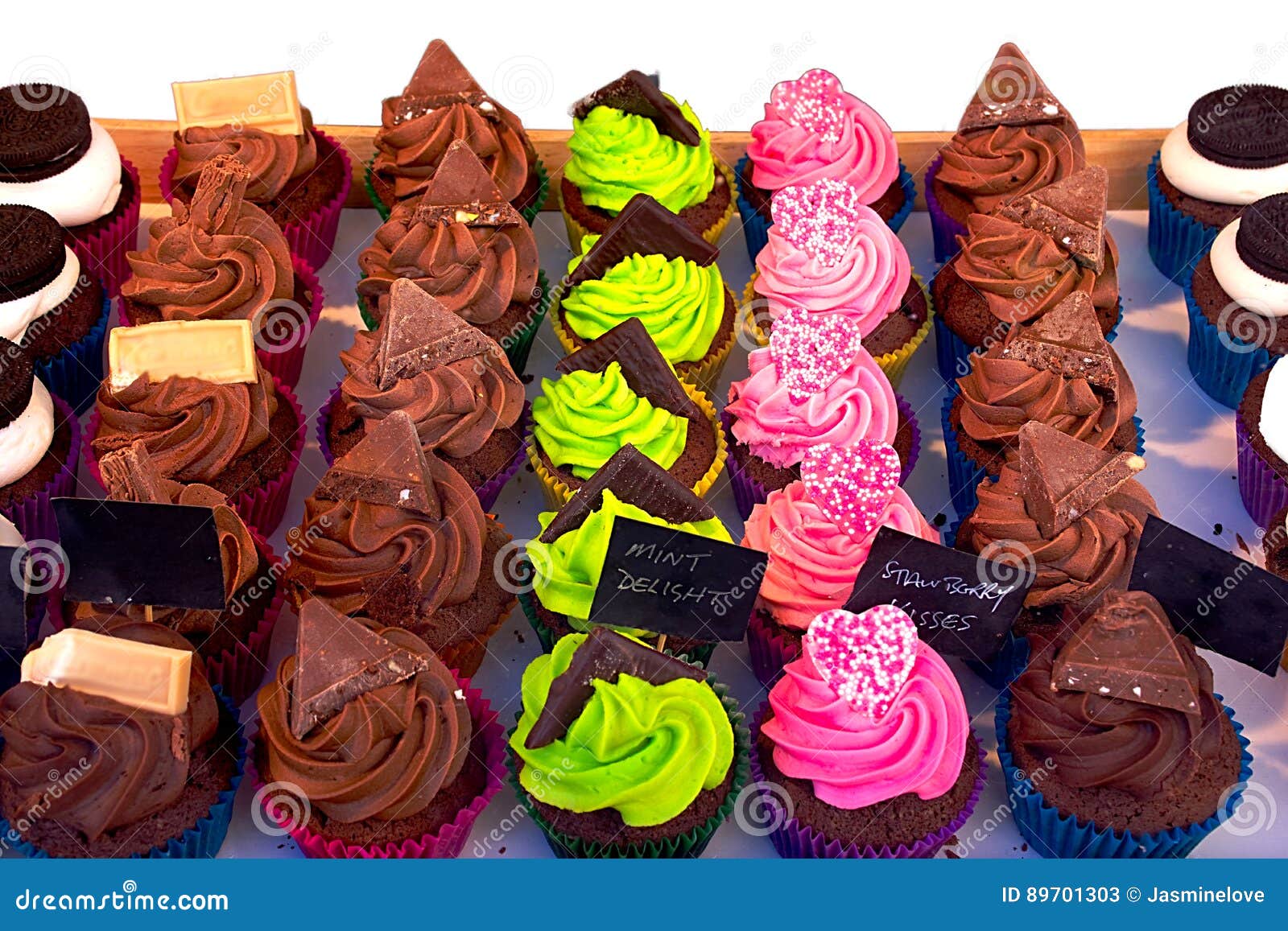 Colourful Cupcakes on Street Market . Stock Image - Image of creamy ...