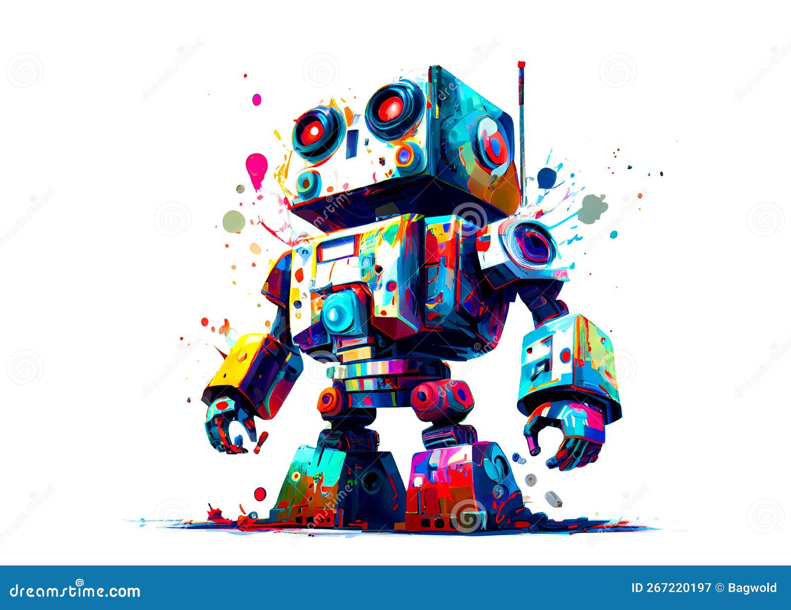 Colourful Cute Robot Generative AI Illustration Stock Illustration ...
