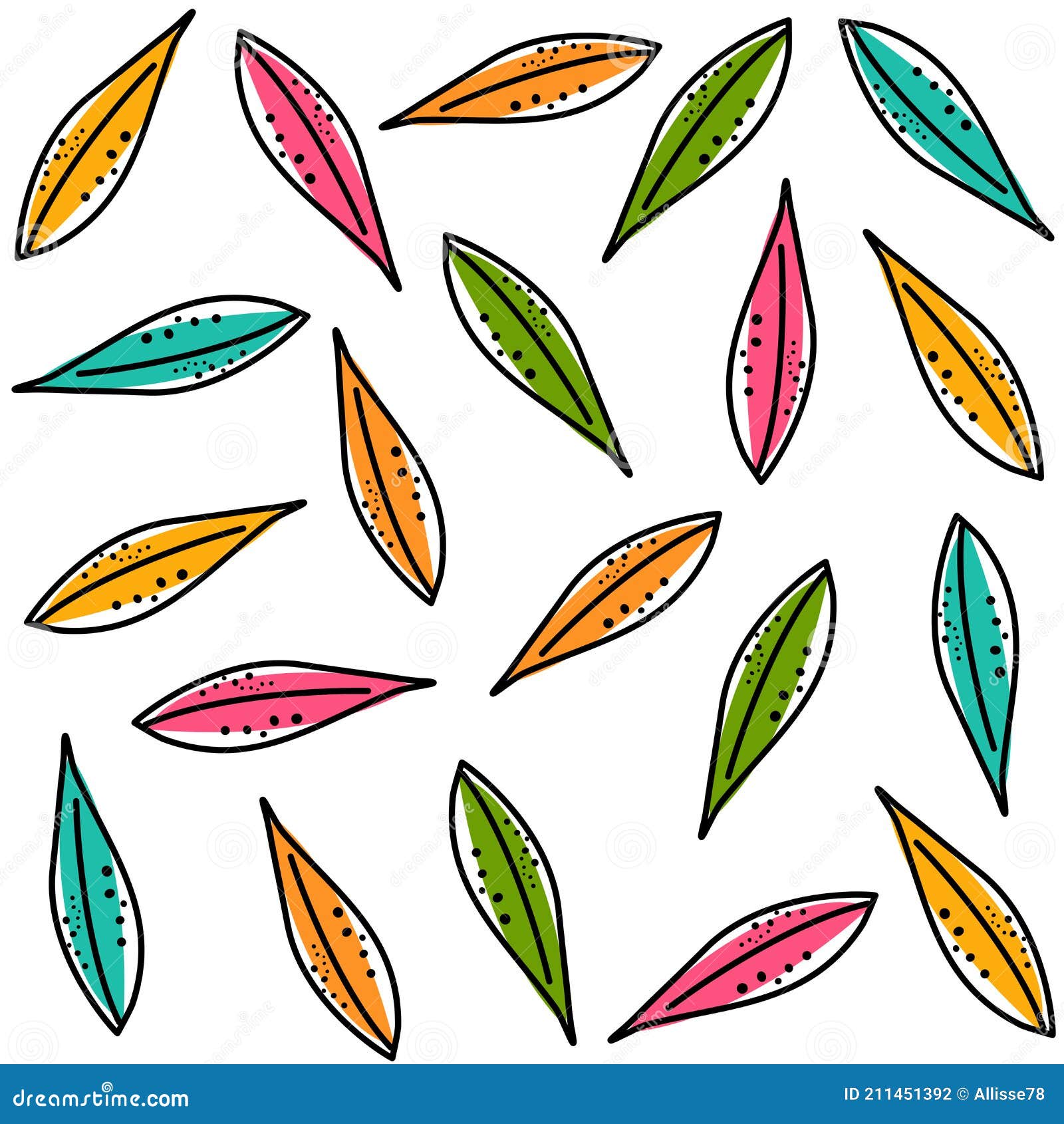 Colourful Cute Leaves Seamless Vector Pattern Background Illustration ...