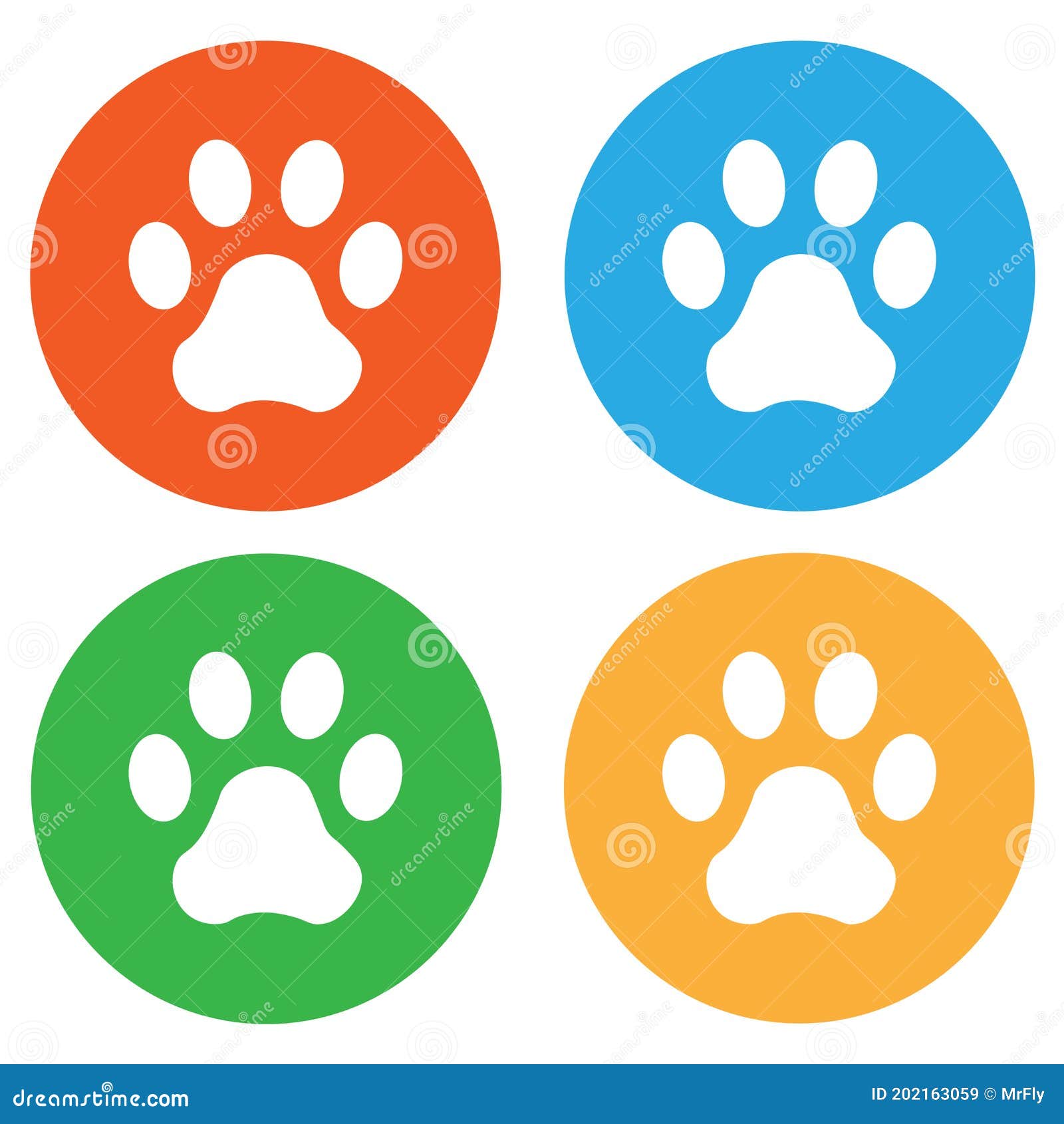 Colourful Dog Paw Stickers, White, Vector Illustration Stock Vector ...
