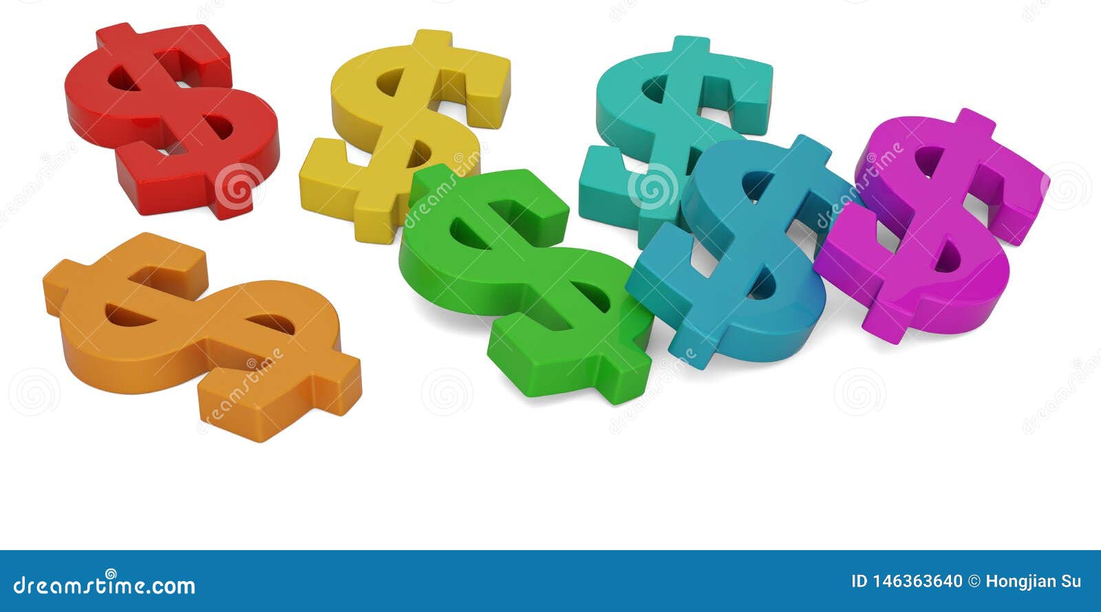 Colourful Dollar Sign Isolated on White Background. 3D Illustration ...