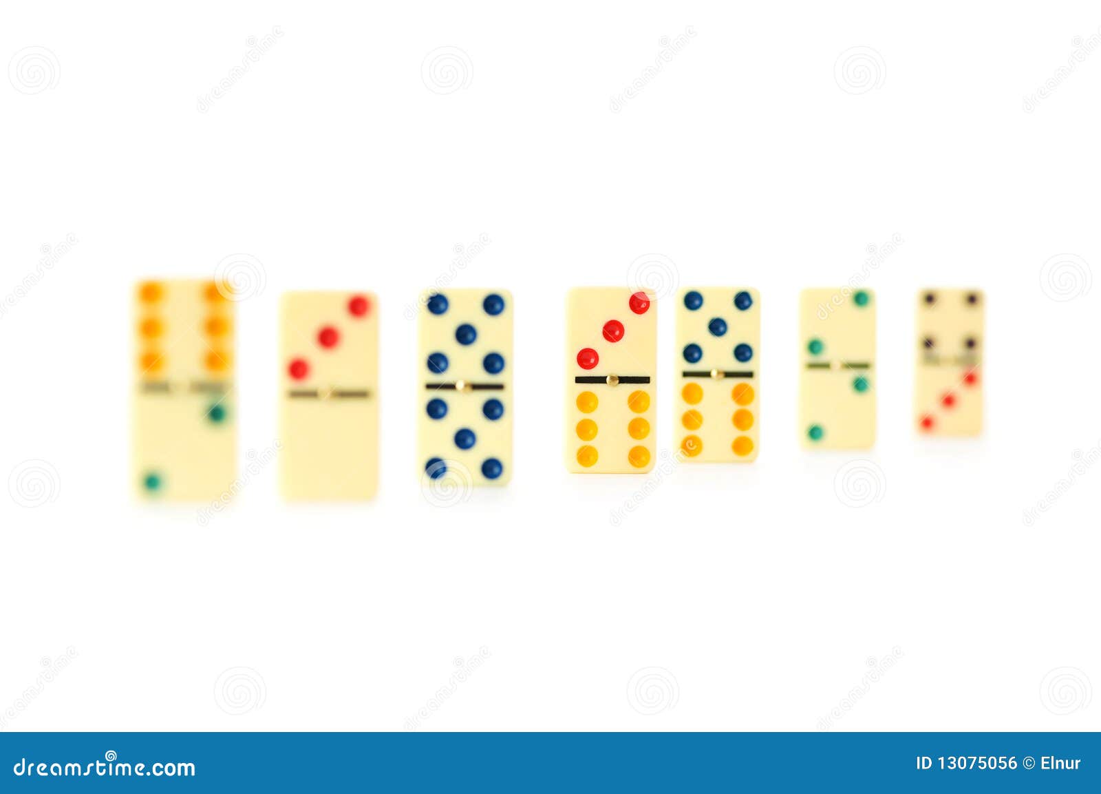 Colourful Dominoes Isolated Stock Photo - Image of dots, falling: 13075056