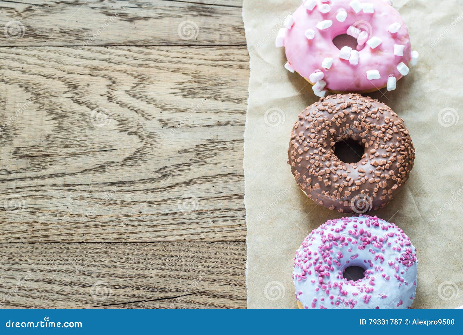 Colourful Donuts Arranged in a Row Stock Image - Image of brown ...