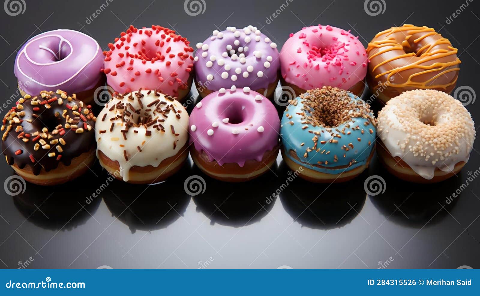 Colourful Donuts with Different Topping. Stock Illustration ...