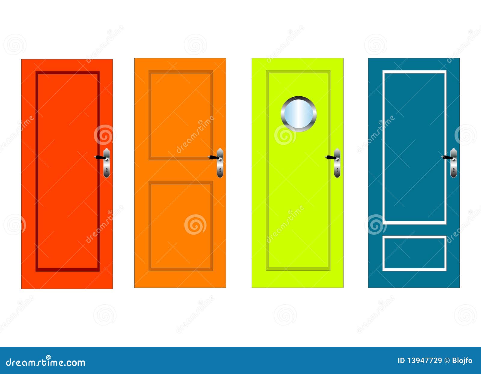 Colourful doors stock illustration. Illustration of design - 13947729
