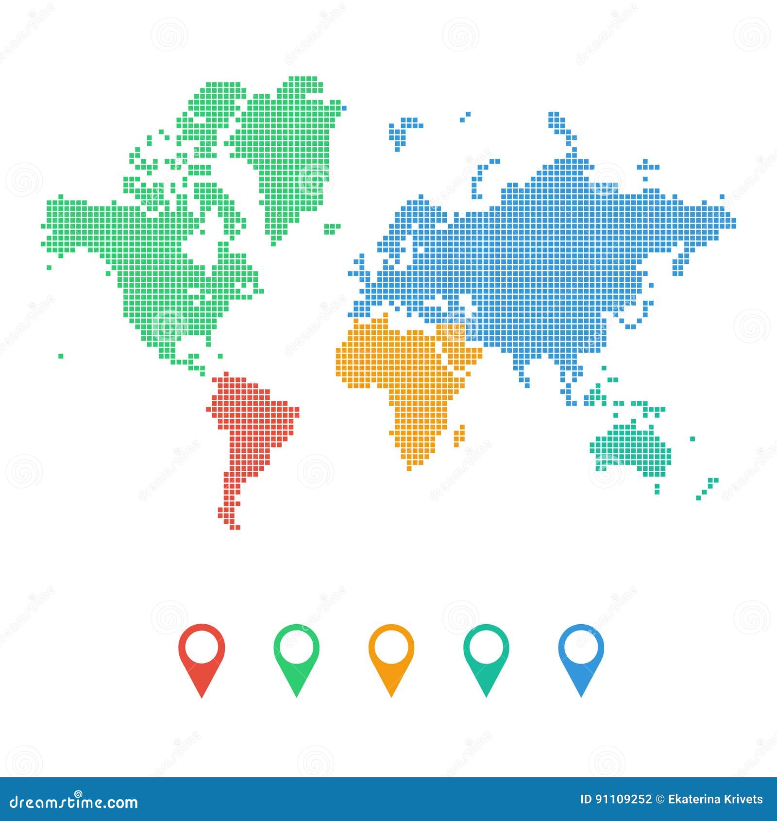 Colourful Continents World Map Cartoon Vector | CartoonDealer.com #49493575